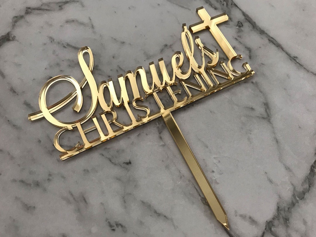 2 NAMES - CUSTOM Name Christening Cake Topper - Etsy