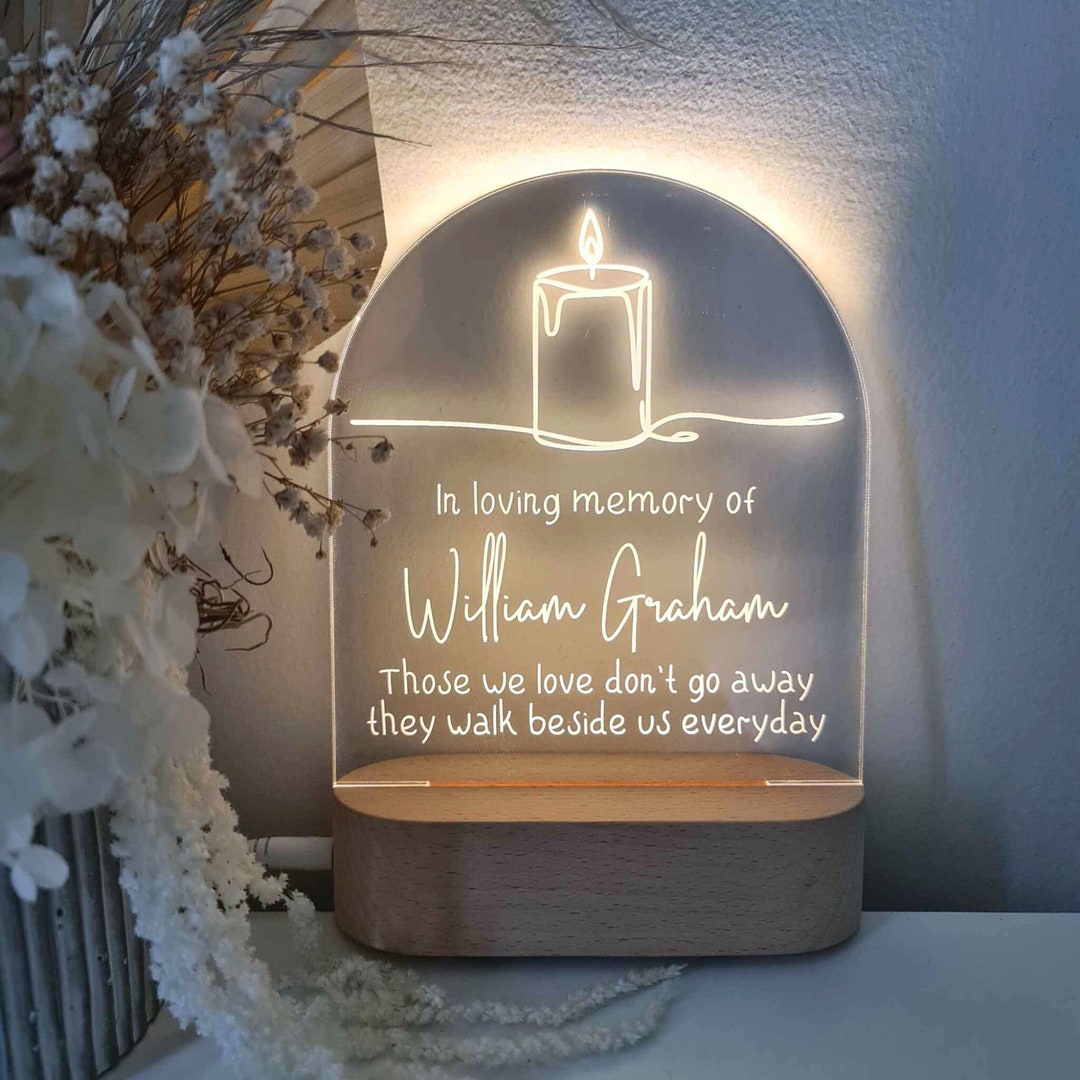 Memorial Plaque Gift Personalised Light- Remembrance Light up ...