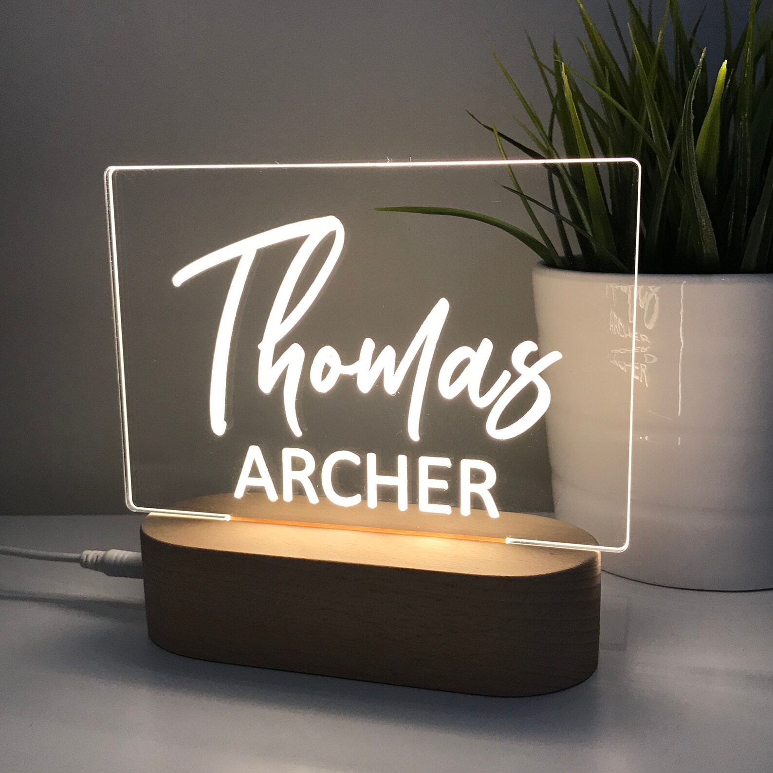 Personalised Name Children's Night Light - Nursery Lamp - Custom Baby ...