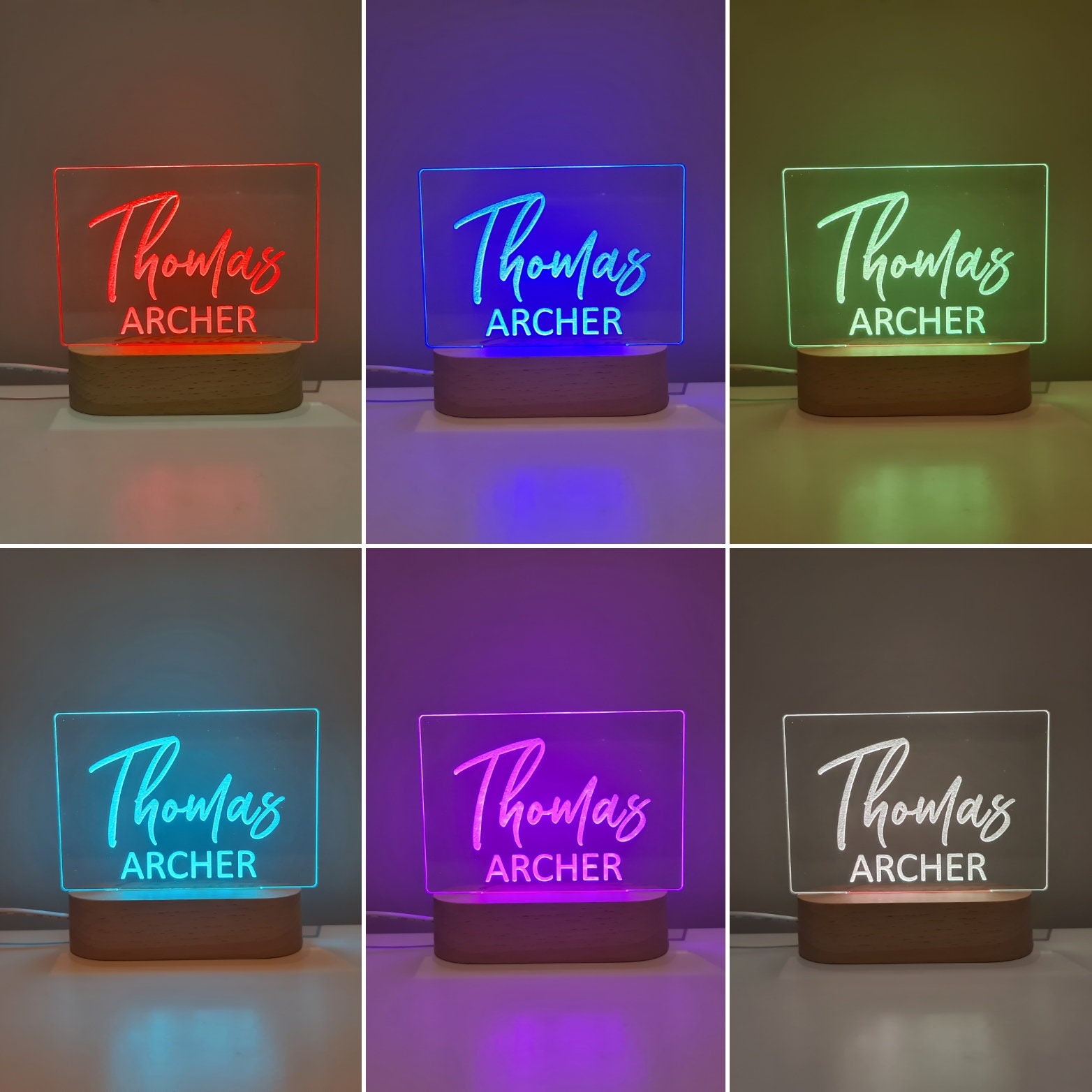 Personalised Name Children's Night Light - Nursery Lamp - Custom Baby ...