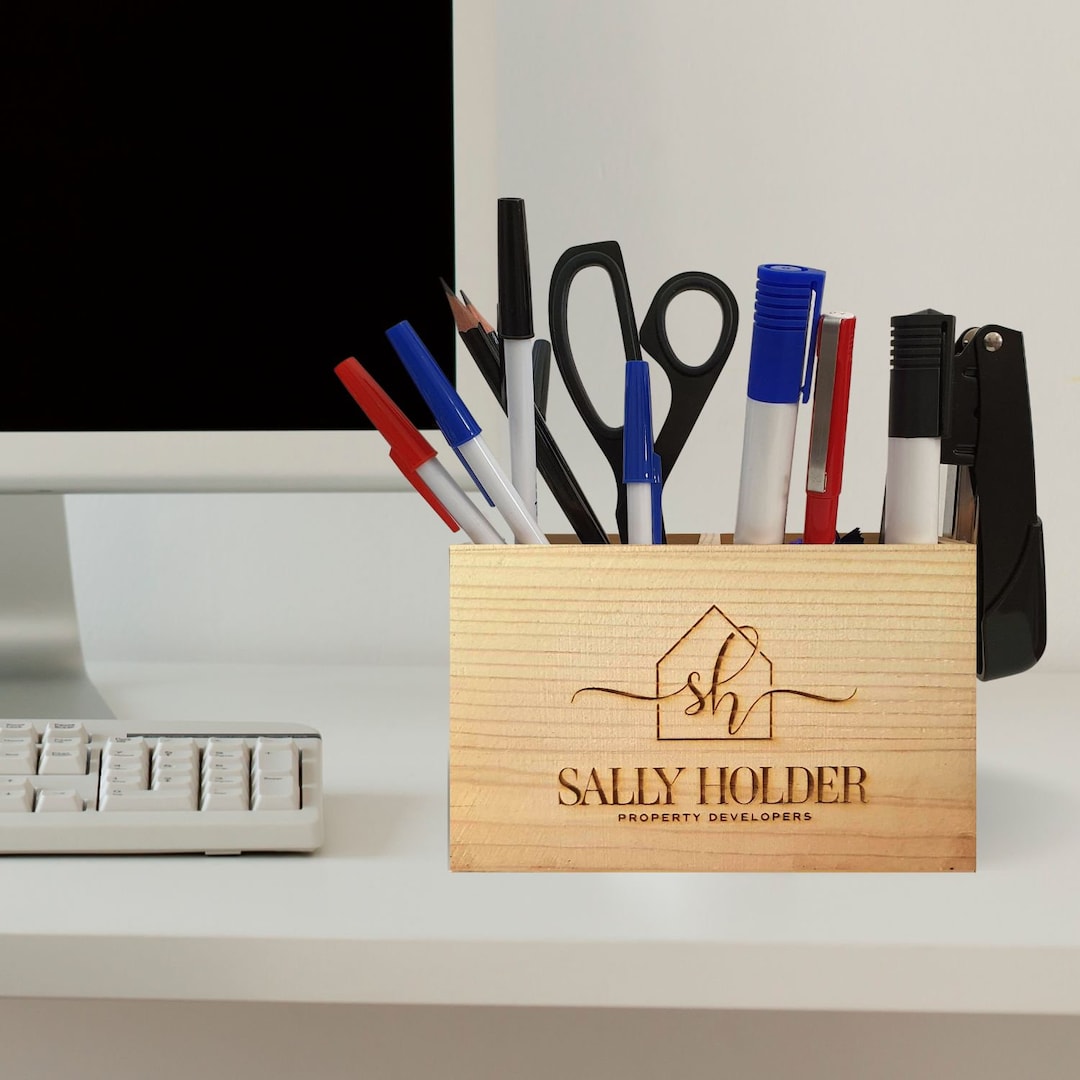 Personalized Pen Holder for Desk, Logo Corporation Gift, Graduation ...