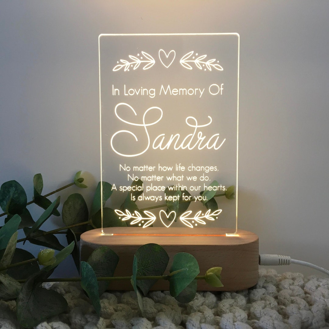 Personalised Light Memorial Plaque Gift - Remembrance Light up ...
