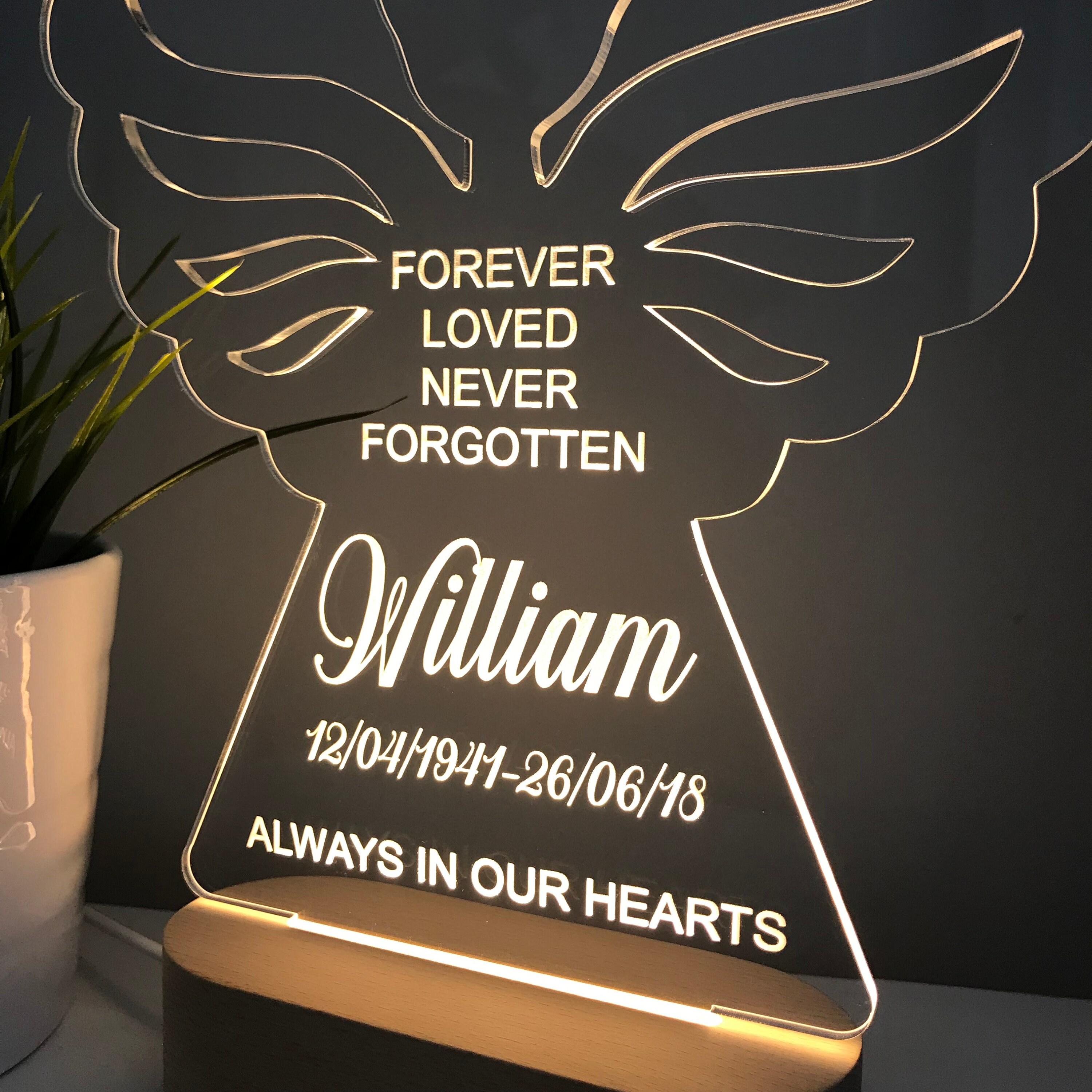 Personalised in Memory Gift - Remembrance Light - Memorial Plaque for ...