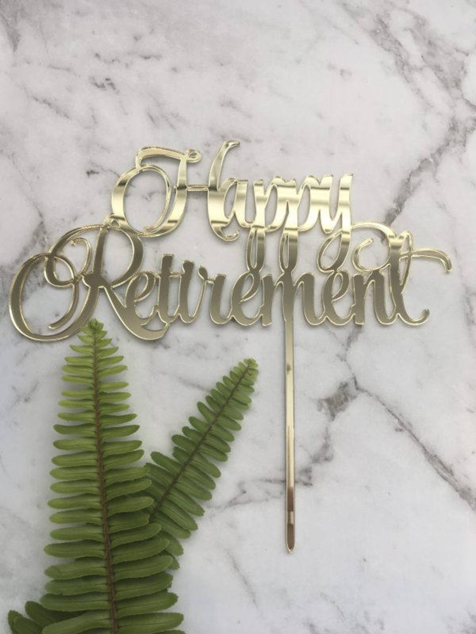 Happy Retirement Cake Topper - Acrylic Gold Mirror Cake Topper - Cake ...