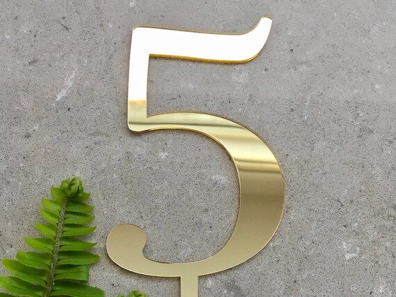 Number 5 Cake Topper Acrylic Gold Mirror Cake Topper - Etsy