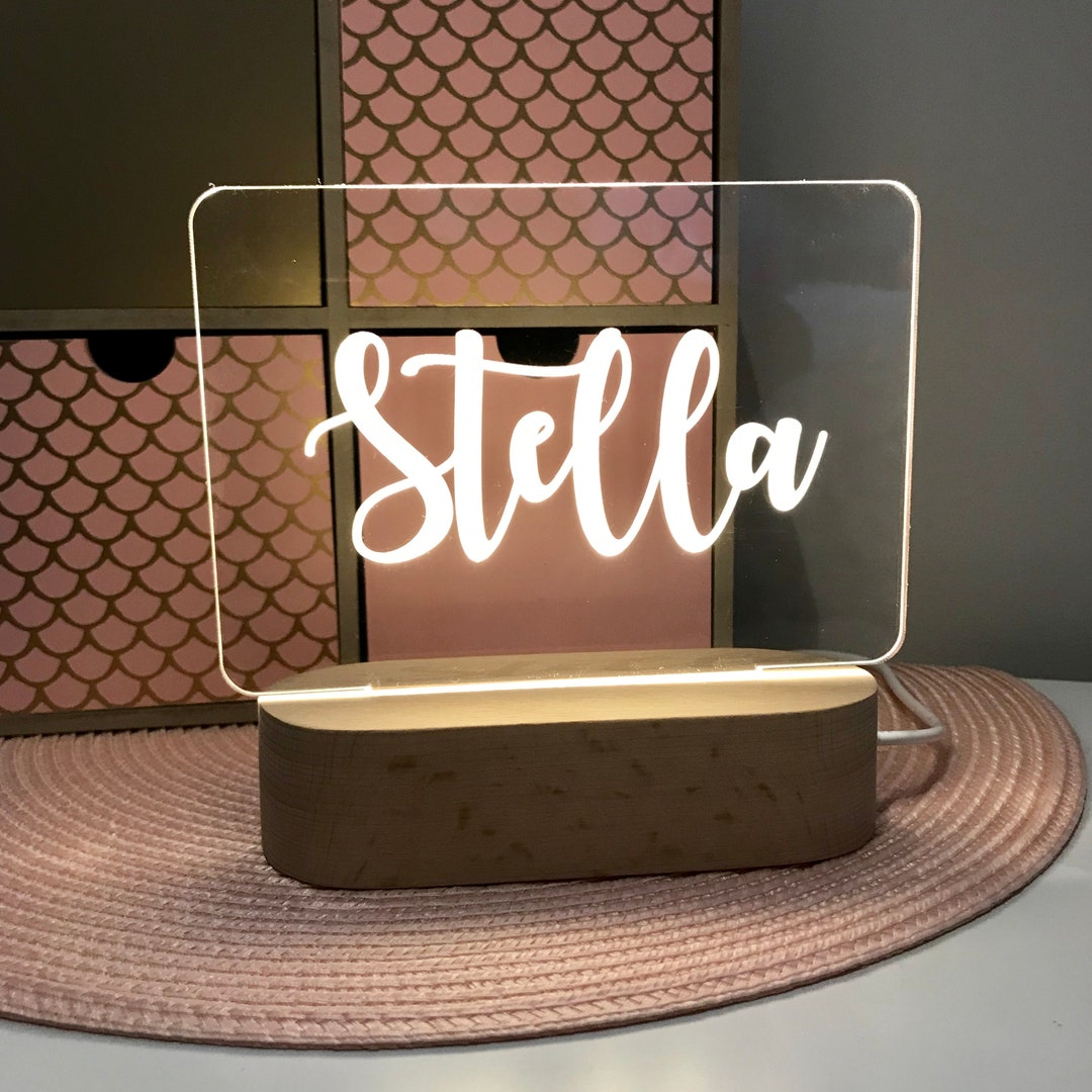 Personalised Name Children's Night Light - Nursery Lamp - Custom Baby ...