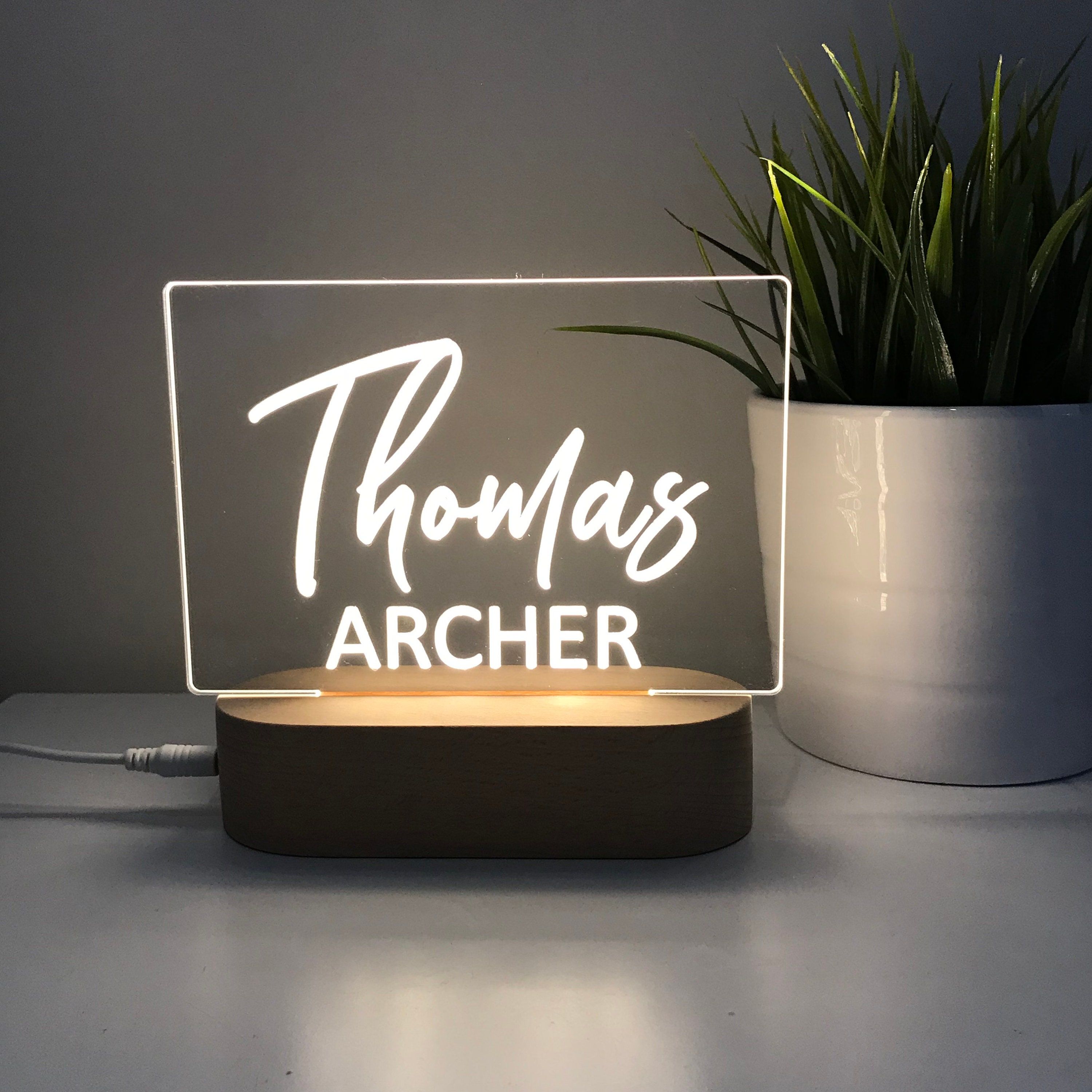 Personalised Name Children's Night Light - Nursery Lamp - Custom Baby ...
