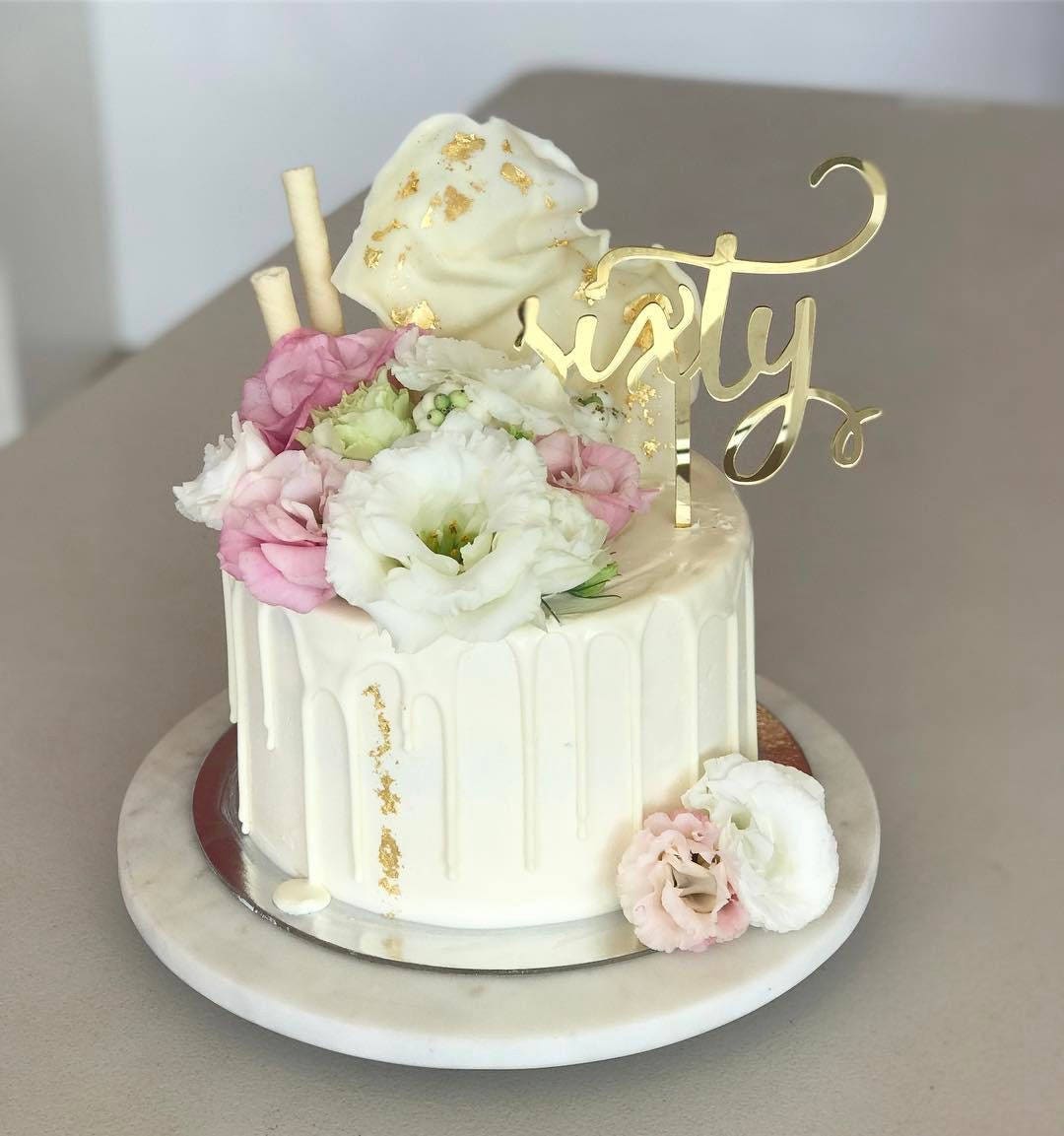 Sixty Acrylic Gold Mirror 60th Birthday Cake Topper | Etsy