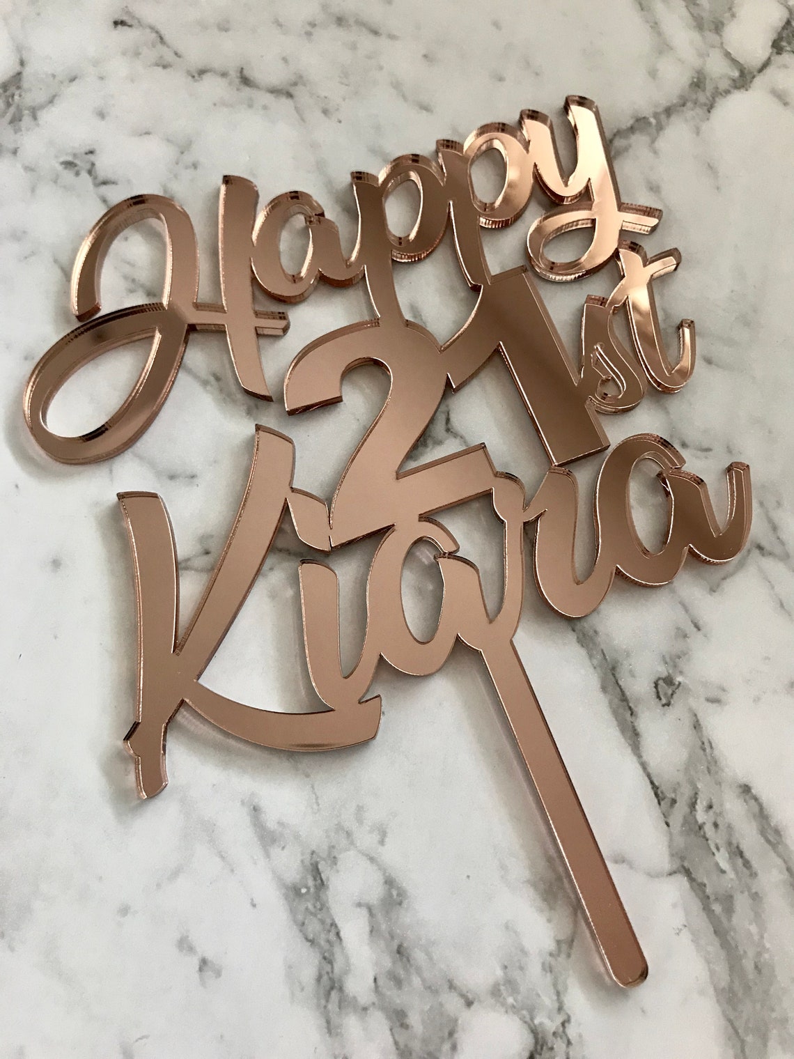 Personalised Mirror Birthday Cake Topper Any CUSTOM NAME and | Etsy