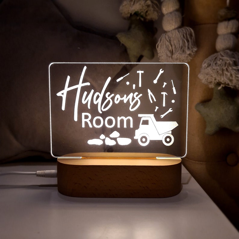 Personalised Name Children's Night Light Trucks | Etsy