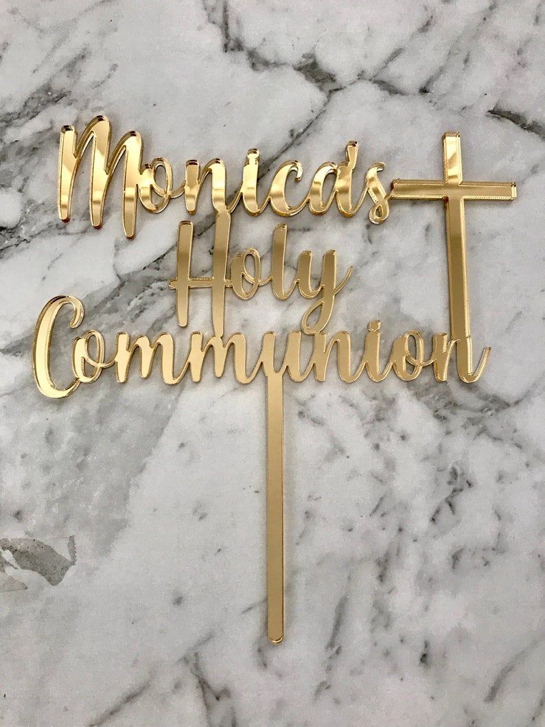 CUSTOM Name Holy Communion Cake Topper - Personalised Mirror Baptism ...