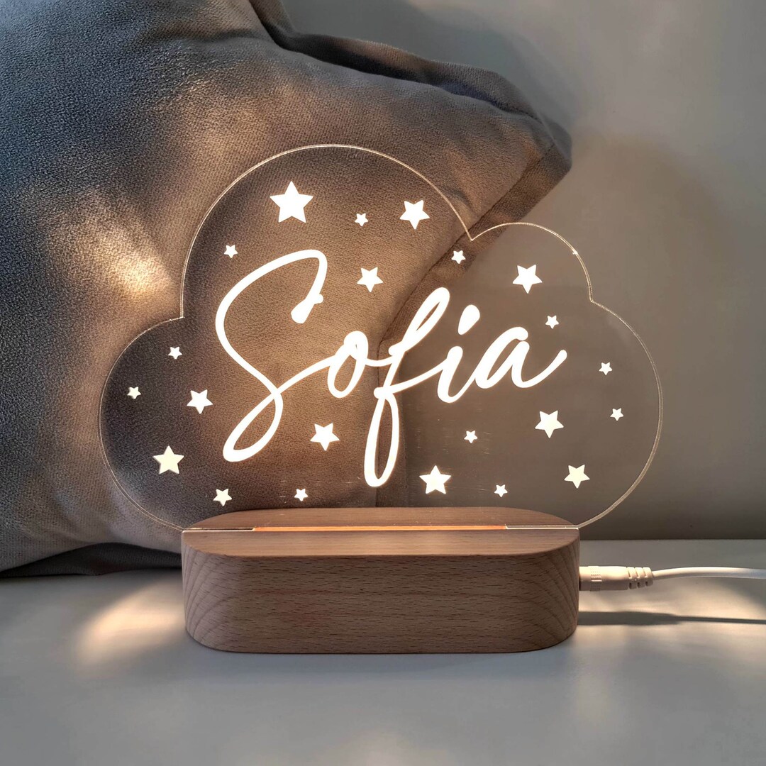 Personalised Night Light Baby Gift - Custom Name Nursery Decor Night ...