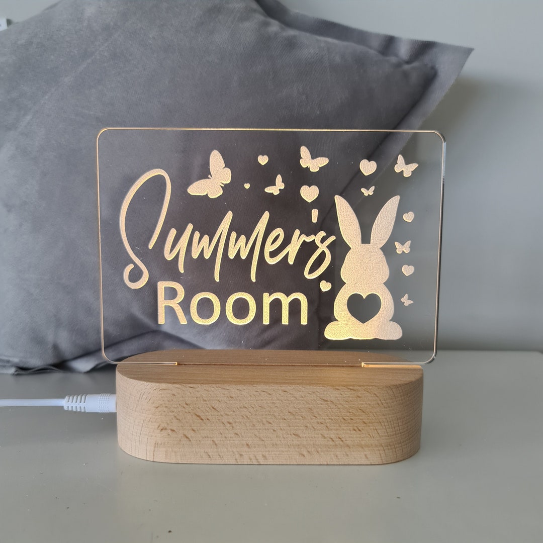 Nom personnalisé Lumière de nuit pour enfants Lapin - Lampe de chambre ...