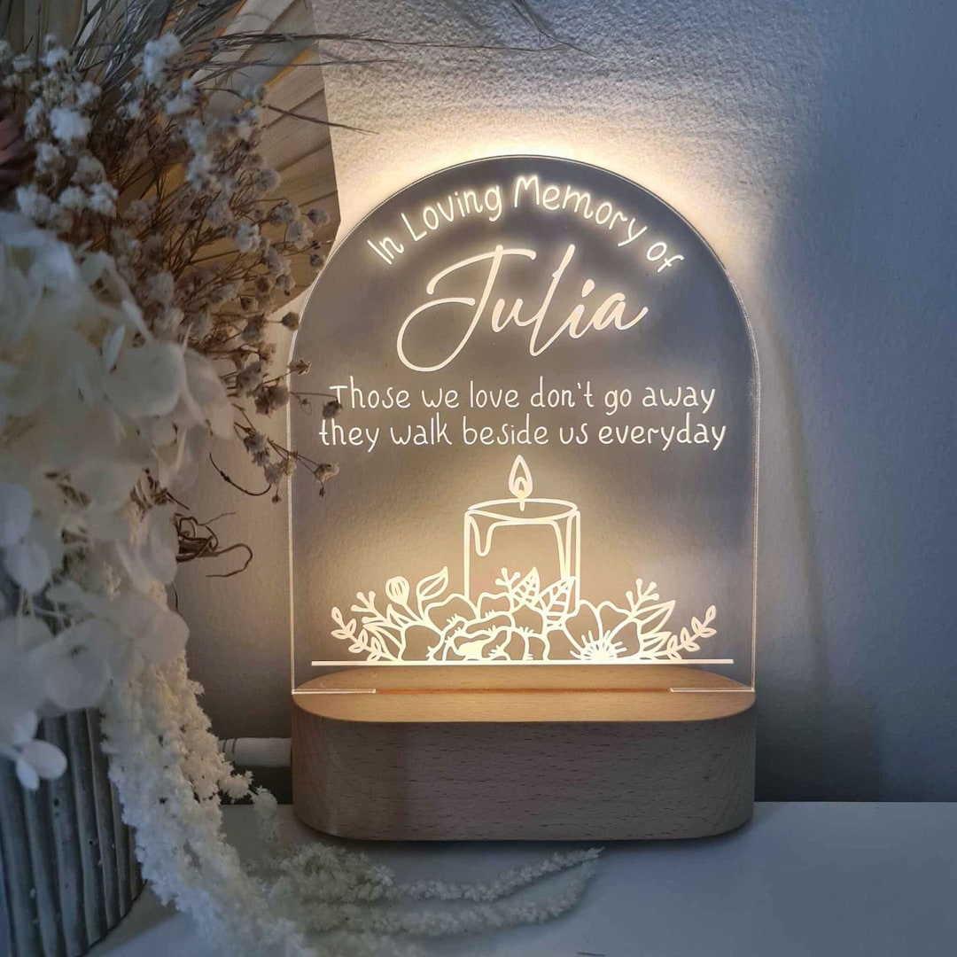 Memorial Plaque Gift Personalised Light- Remembrance Light up ...