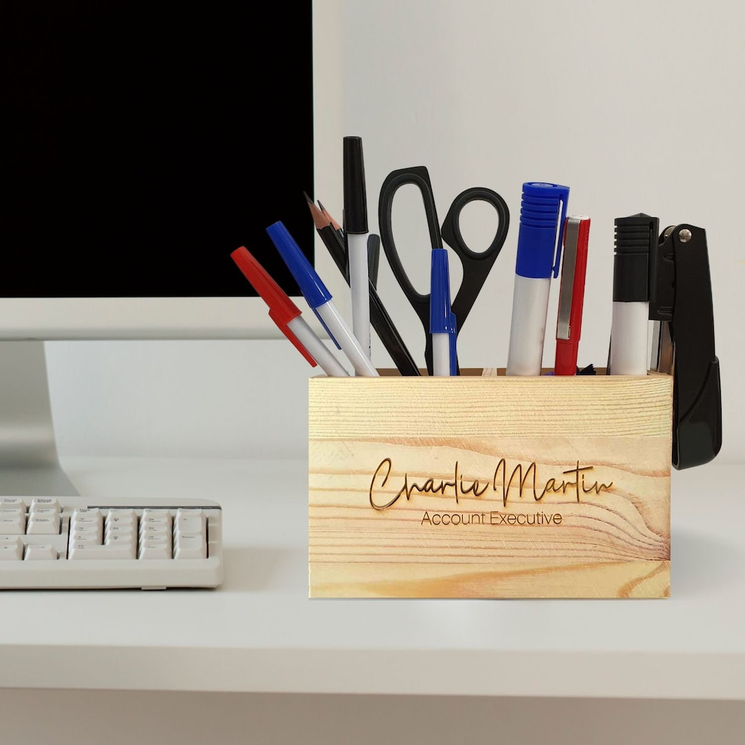 Personalized Desk Name Plate With Wooden Base, Logo Wood Nameplate ...