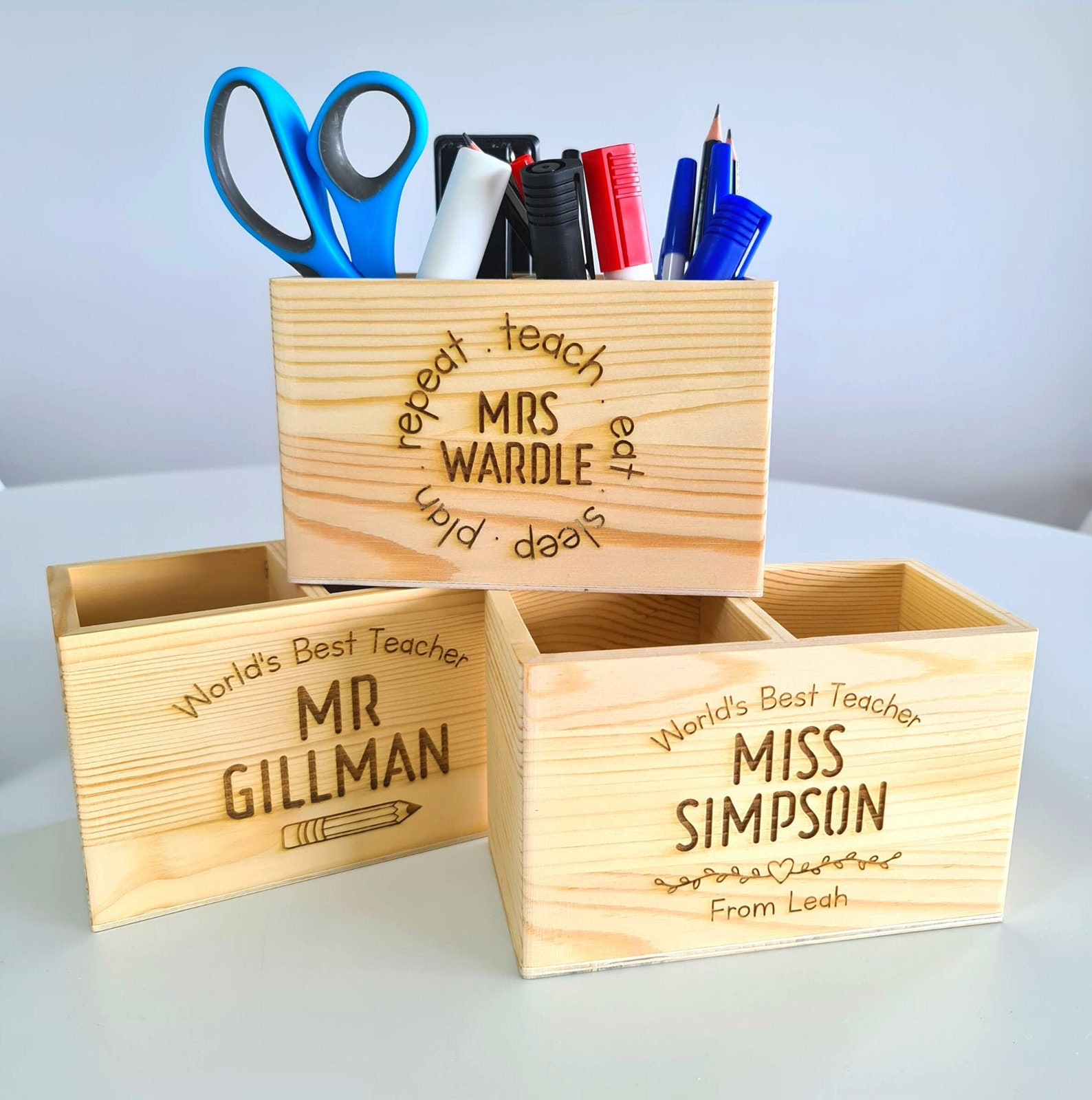 Personalised Teacher Gift, Teacher Desk Organiser Present, End of Year ...