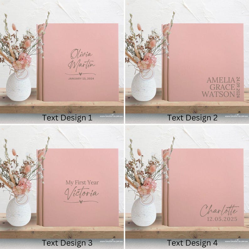 Personalised Baby Photo Album, Pink Girl Baby Girl Gift for New Parent ...