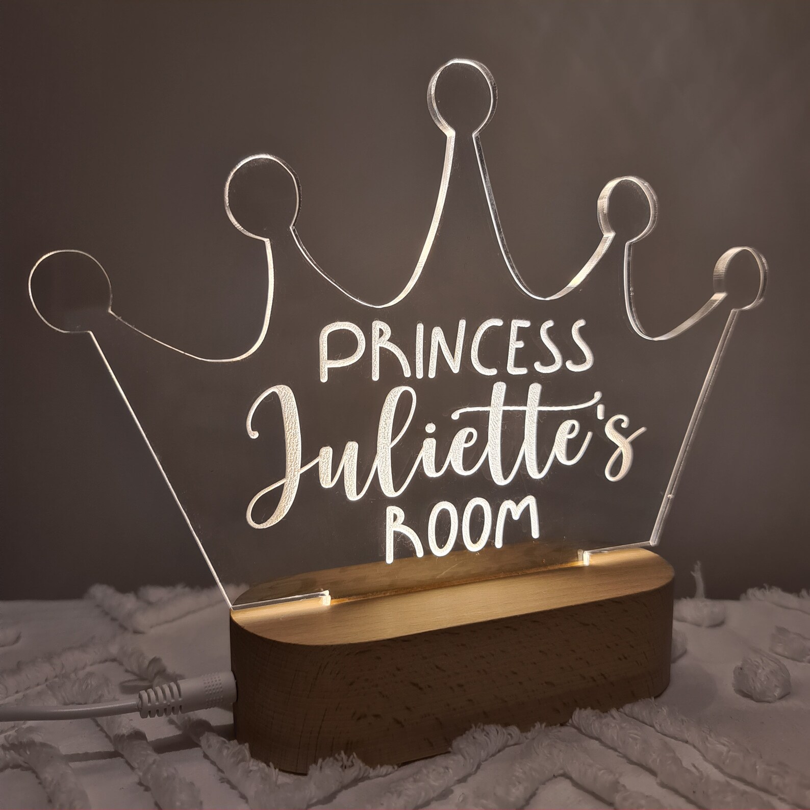 Personalised Name Children's Night Light Princess Crown - Etsy