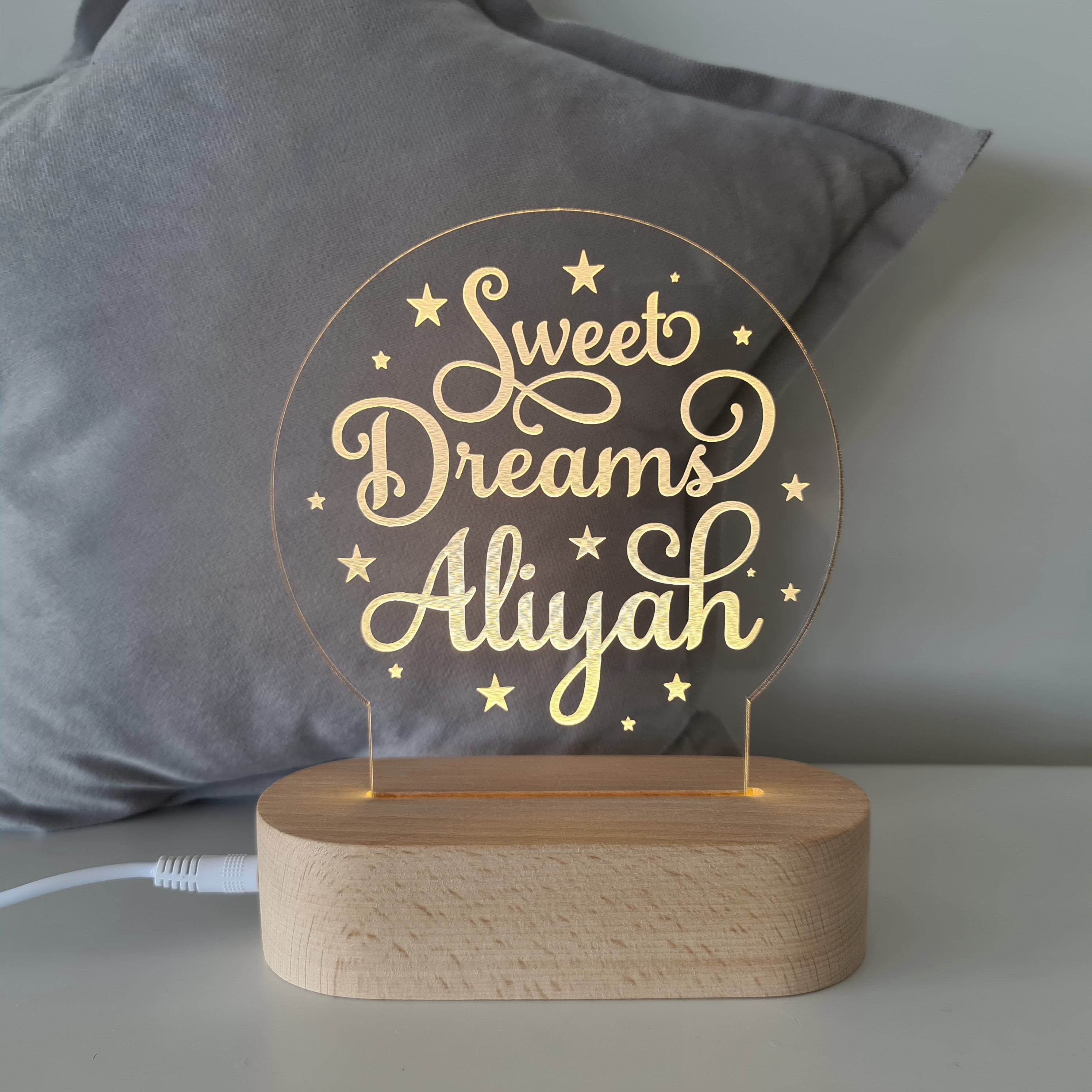 Personalised Children's Night Light - Nursery Lamp - Custom Baby Gift ...