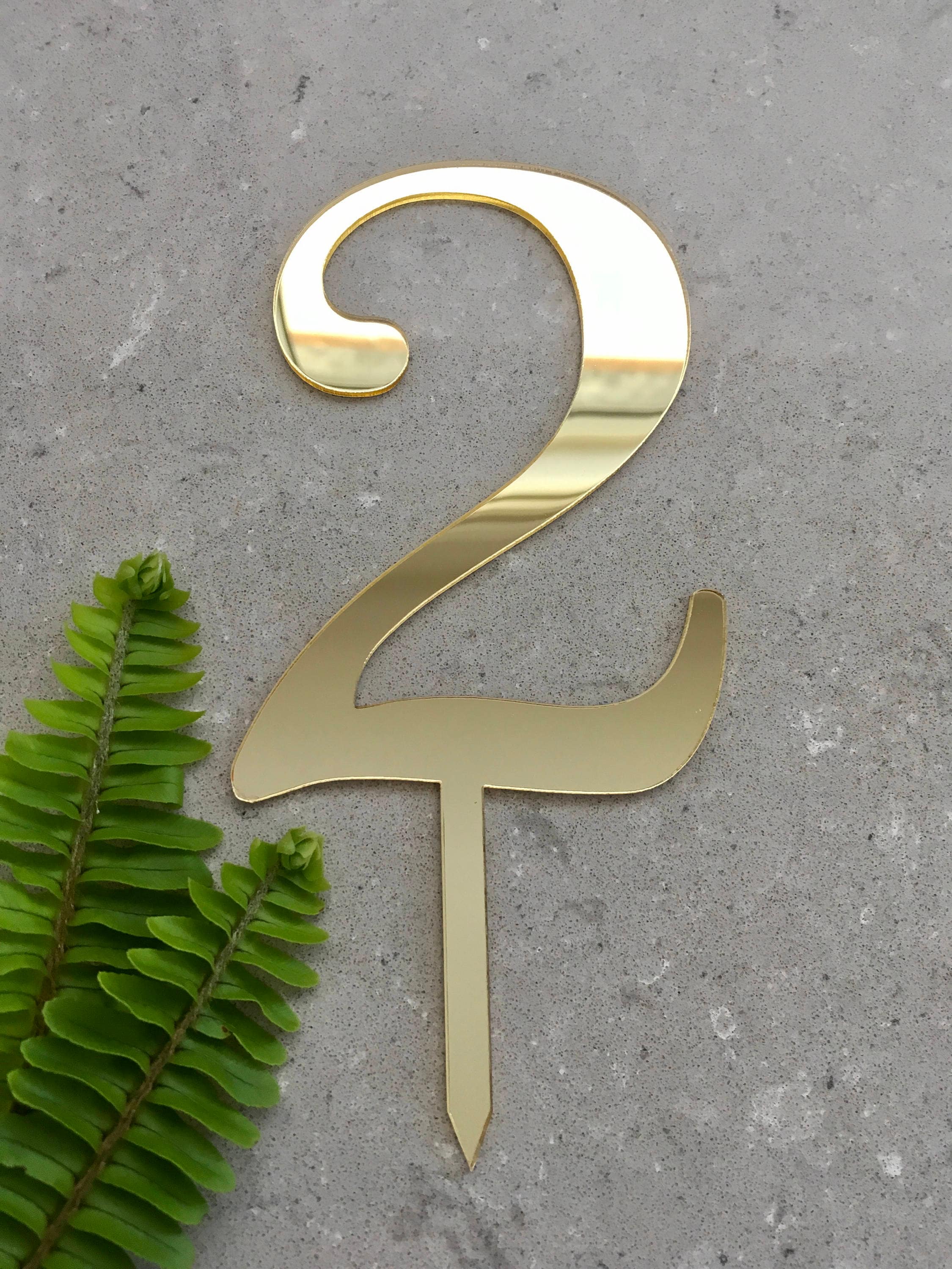 Number 2 Acrylic Gold Mirror Birthday Cake Topper - Etsy