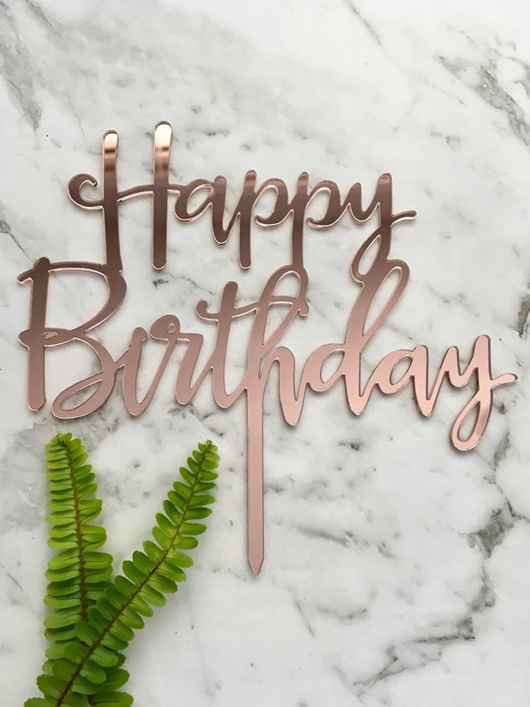 Happy Birthday Cake Topper - Acrylic Rose Gold Cake Topper - Birthday ...