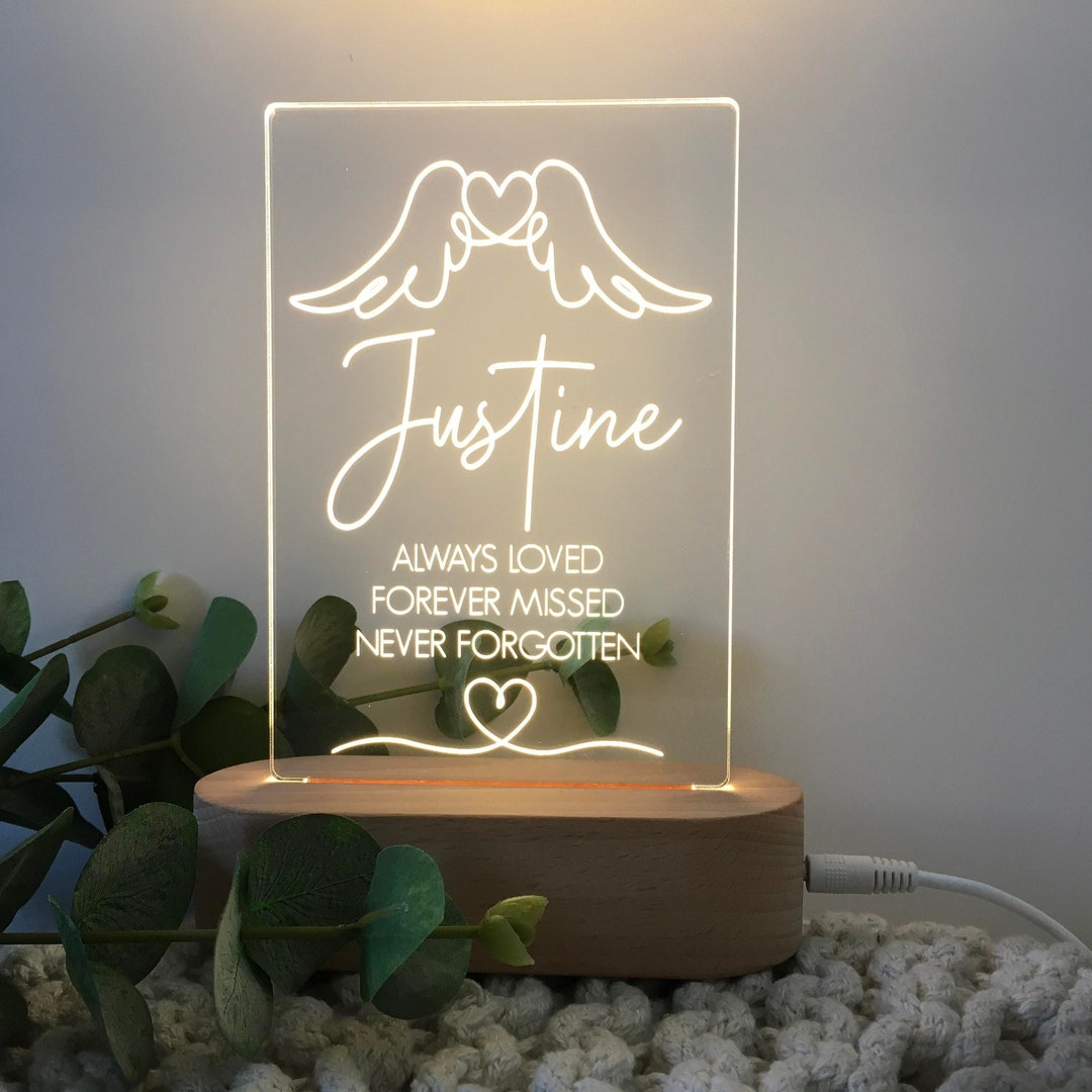 Personalised Light Memorial Plaque Gift - Remembrance Light up ...