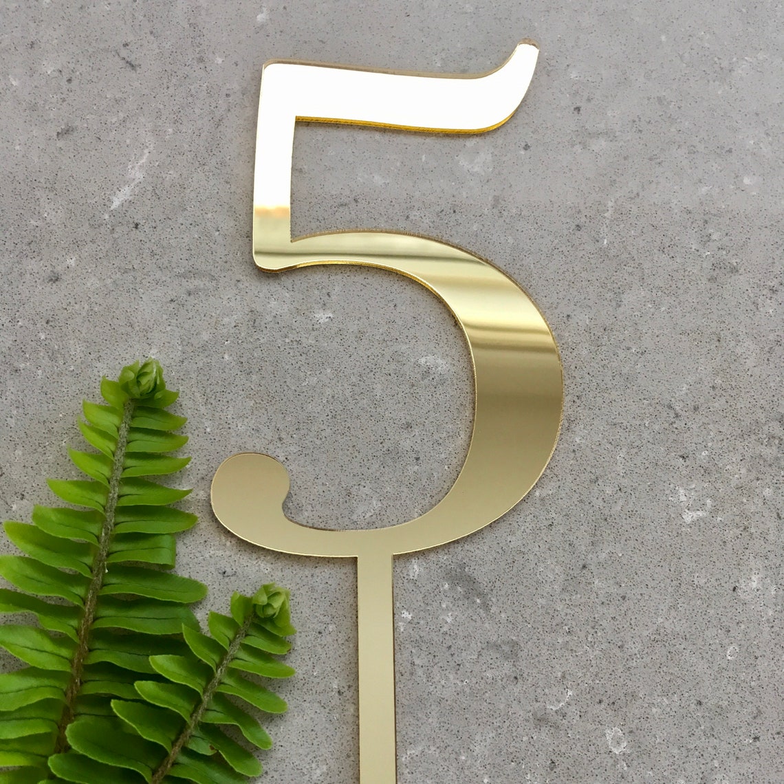 Number 5 Cake Topper - Acrylic Gold Mirror Cake Topper - Birthday Cake ...