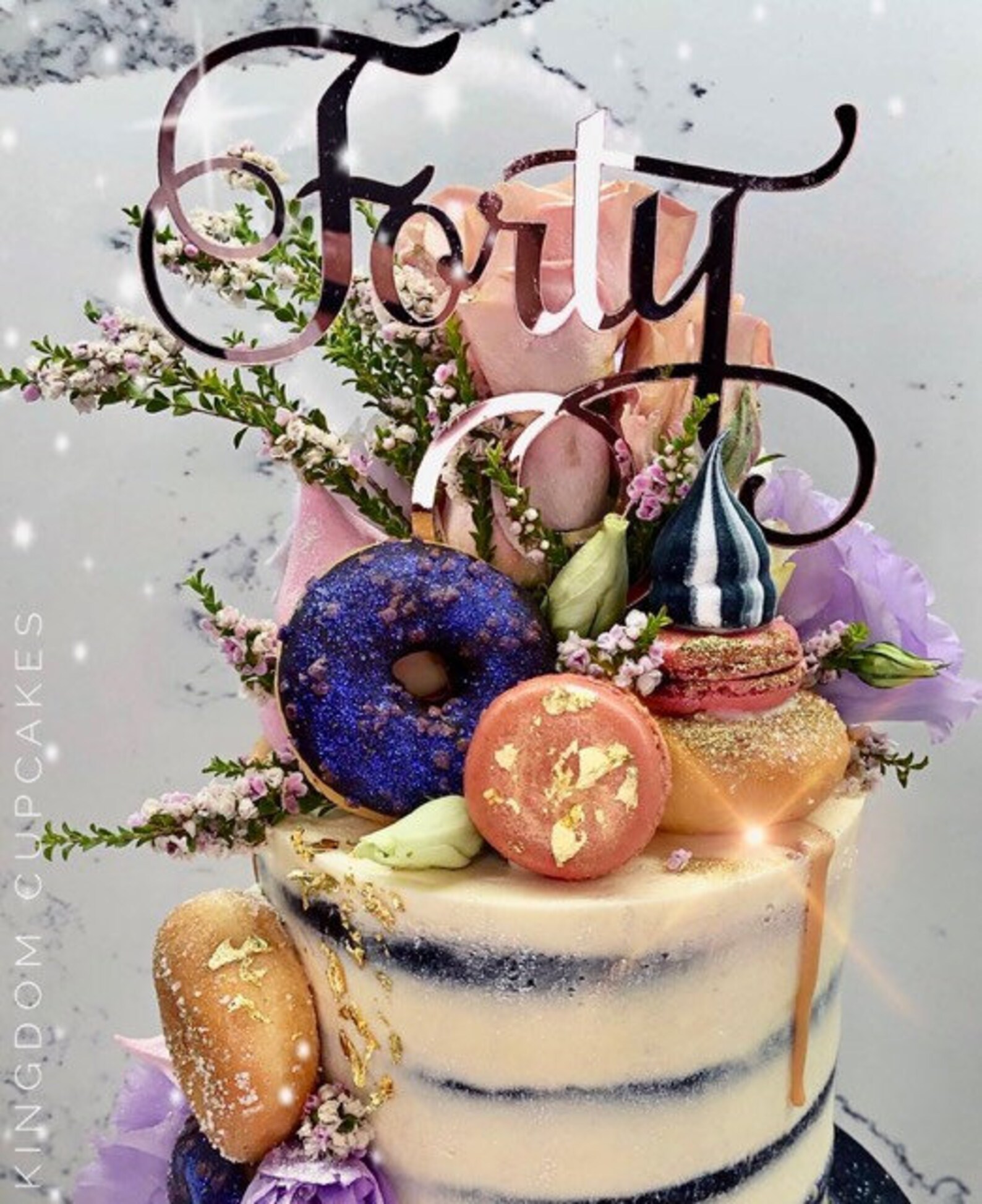 Forty Cake Topper Acrylic Rose Gold Cake Topper 40th | Etsy