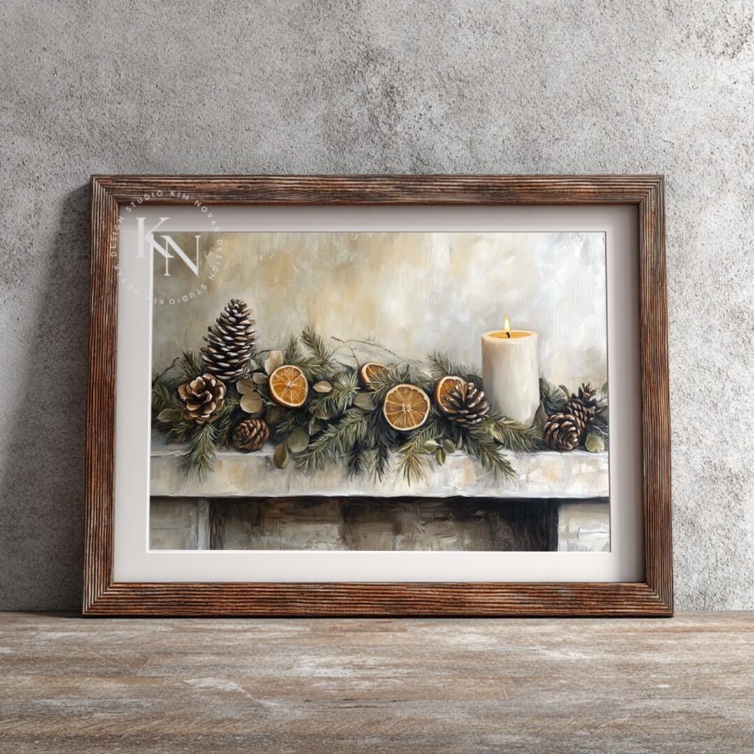 Rustic Magnolia Garland Printable Art - Cozy Vintage Winter Farmhouse ...