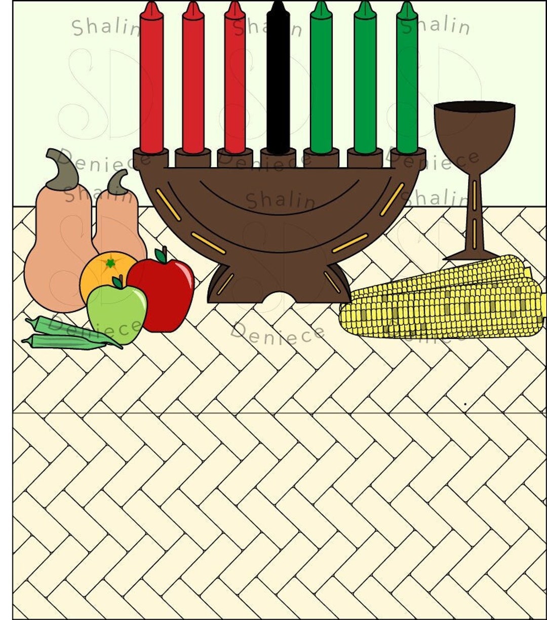 Printable Kwanzaa Holiday Setting Kids Coloring Adult Coloring ...