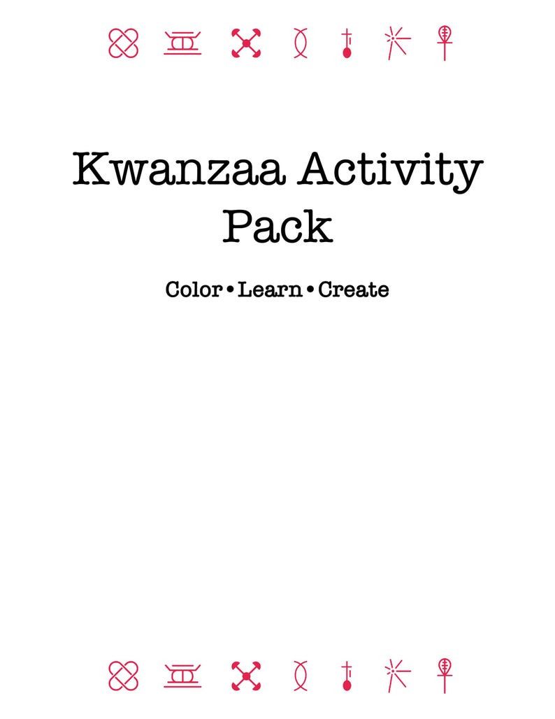 Kwanzaa Kids Activity Pack | Coloring Page, Cut and Paste, Principles ...