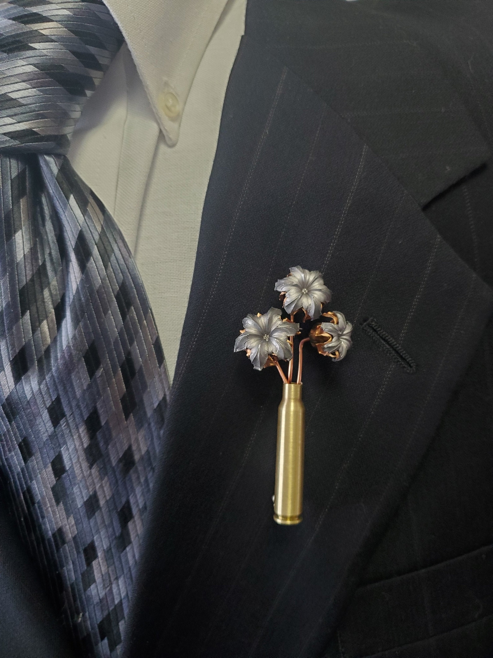 Bullet Boutonniere -ammunition Casing Pin - Bouquet Brooch -rustic ...