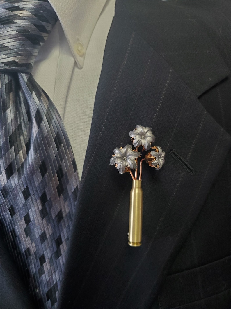 Bullet Boutonniere -ammunition Casing Pin - Bouquet Brooch -rustic ...