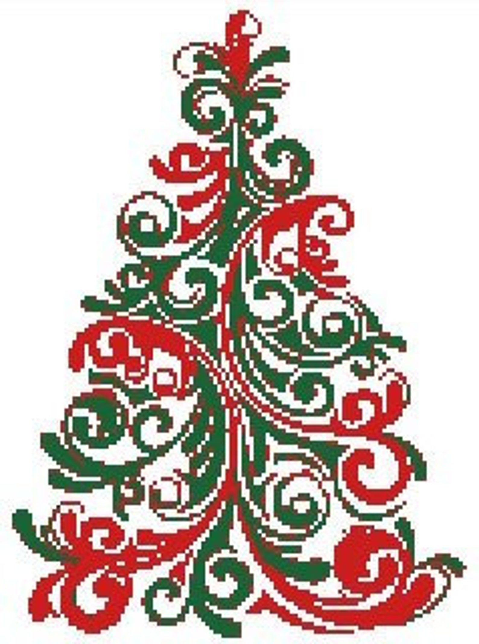 Christmas Tree Color Swirl Easy Cross Stitch Pattern - Etsy