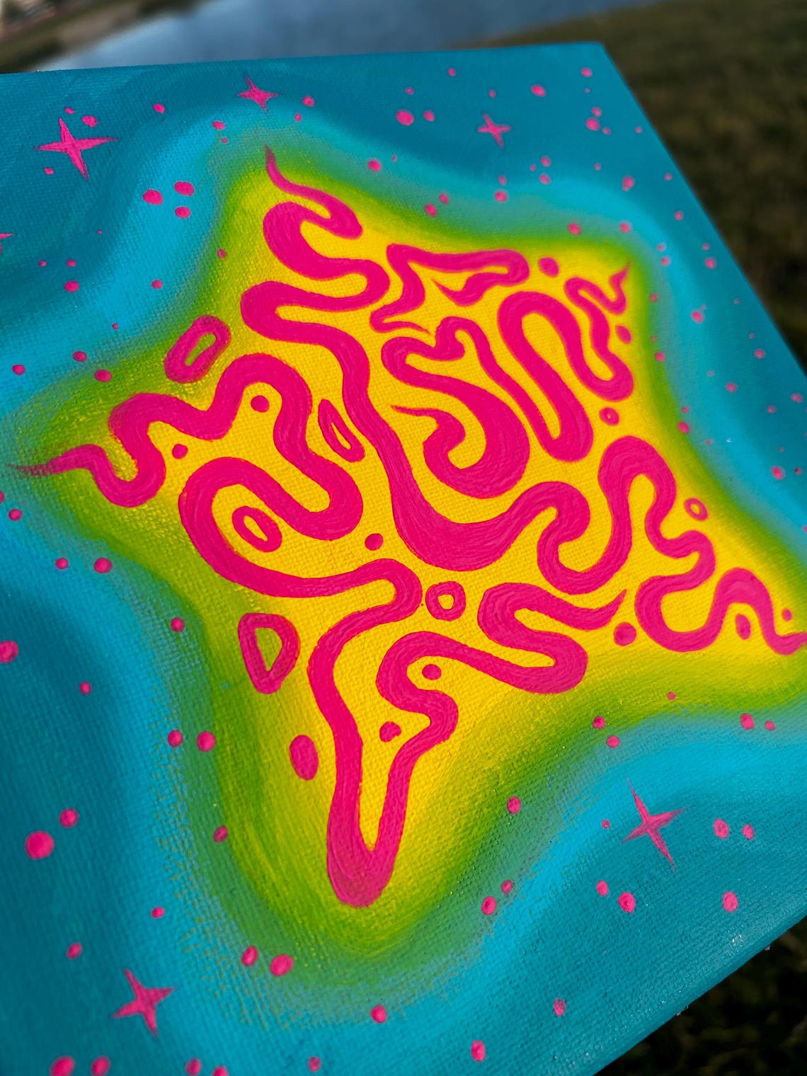 Squiggle Star Design Hand Painted Canvas 8”x8” - Etsy