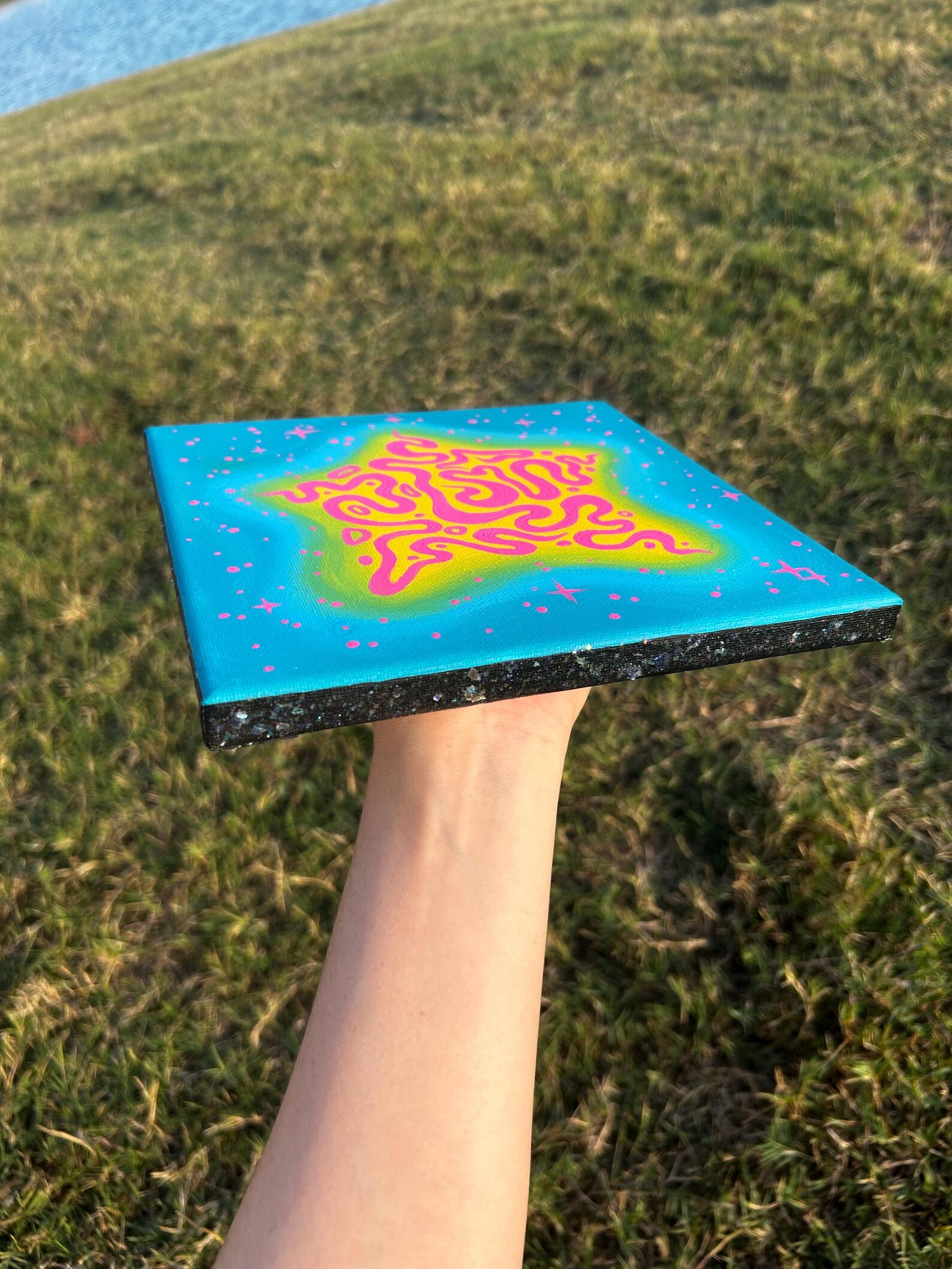 Squiggle Star Design Hand Painted Canvas 8”x8” - Etsy