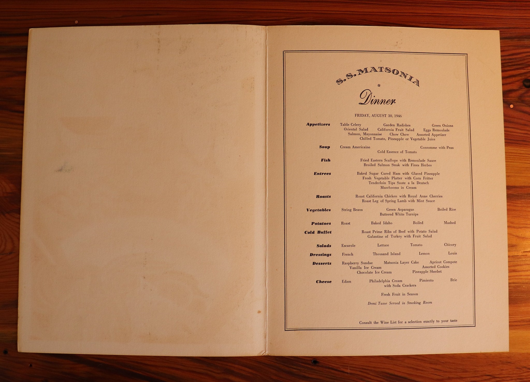 Ss Matsonia Cruise Ship Menu Vintage 1946 Woman With A Bowl Original Etsy 6323