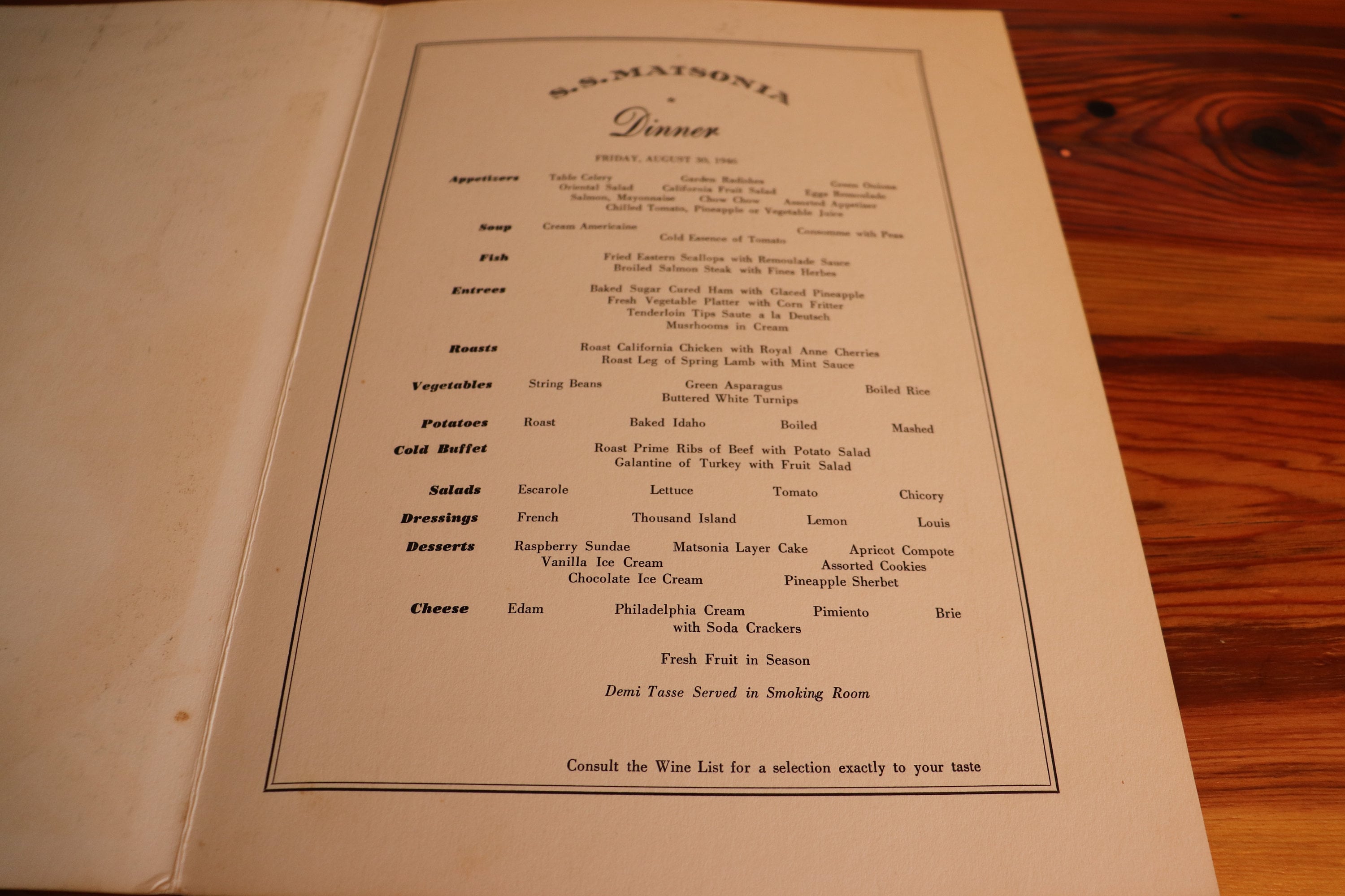 SS Matsonia Cruise Ship Menu Vintage 1946 Woman With a Bowl Original - Etsy