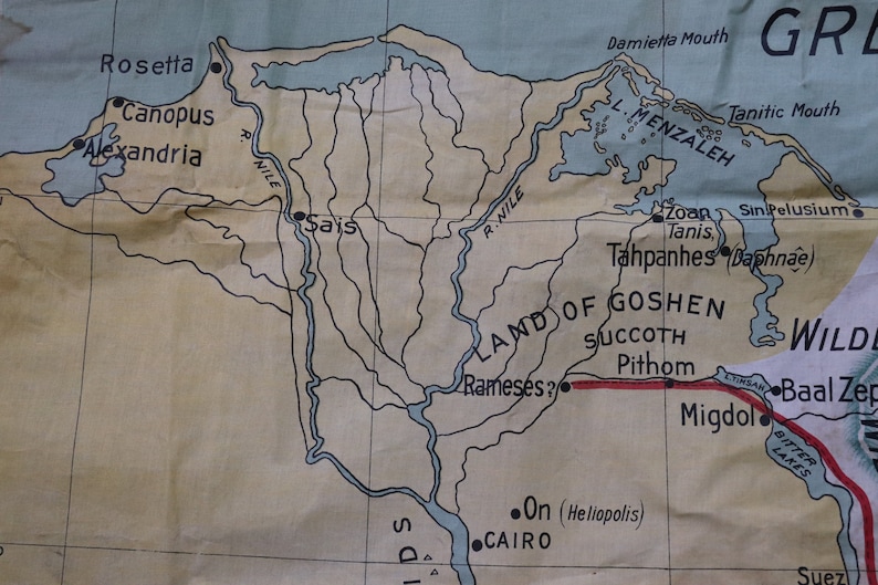 1903 Map of Egypt and the Sinai Peninsula Illustrating the Journeyings ...