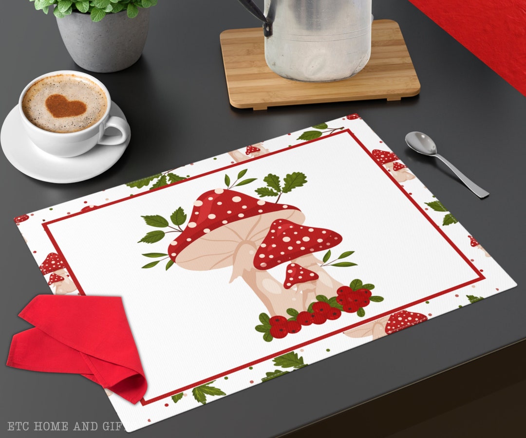 Red Fairy Mushroom Placemat Cottage Core Mushroom Décor Whimsical ...