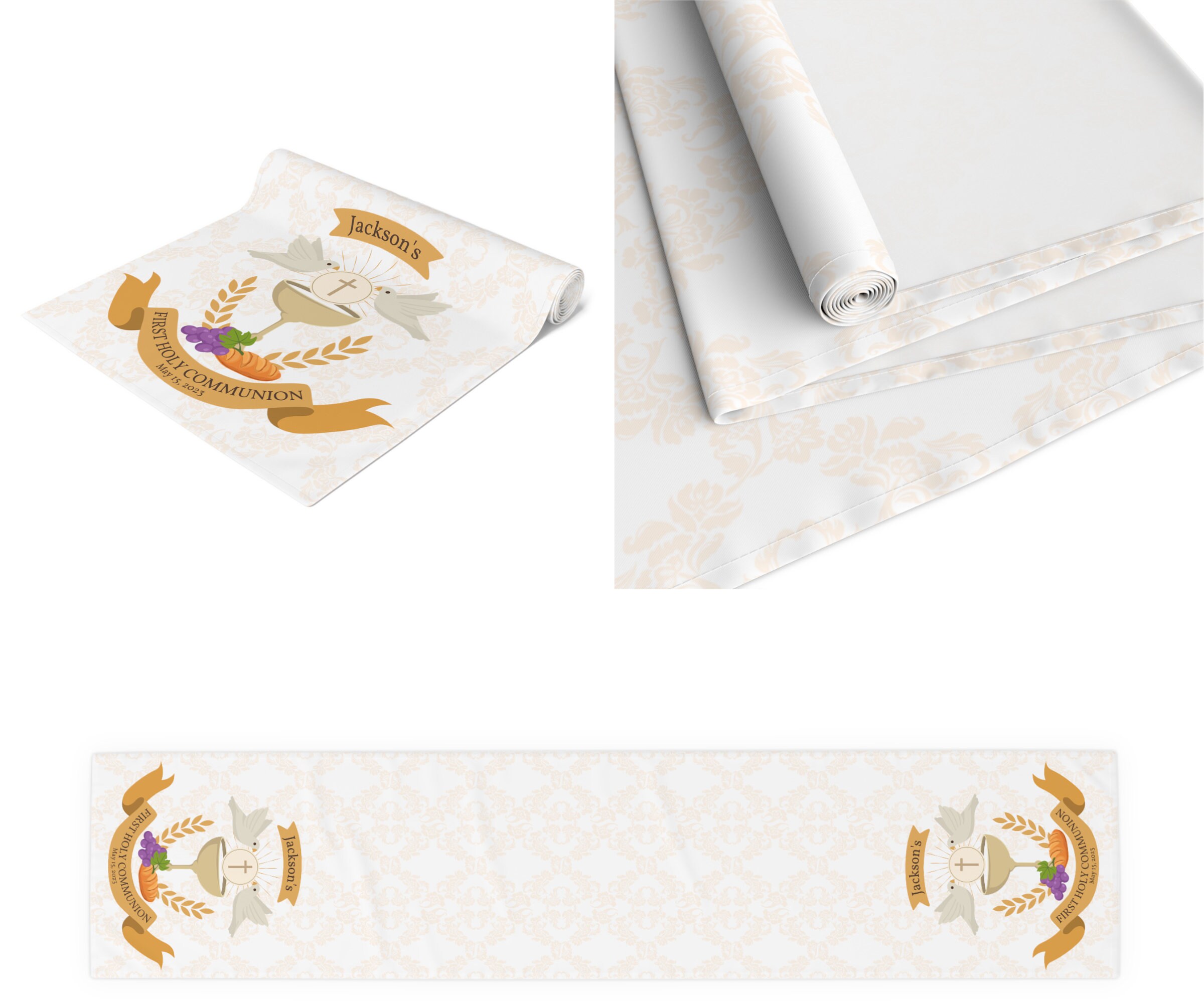Personalized First Communion Catholic Table Runner Custom Religious ...