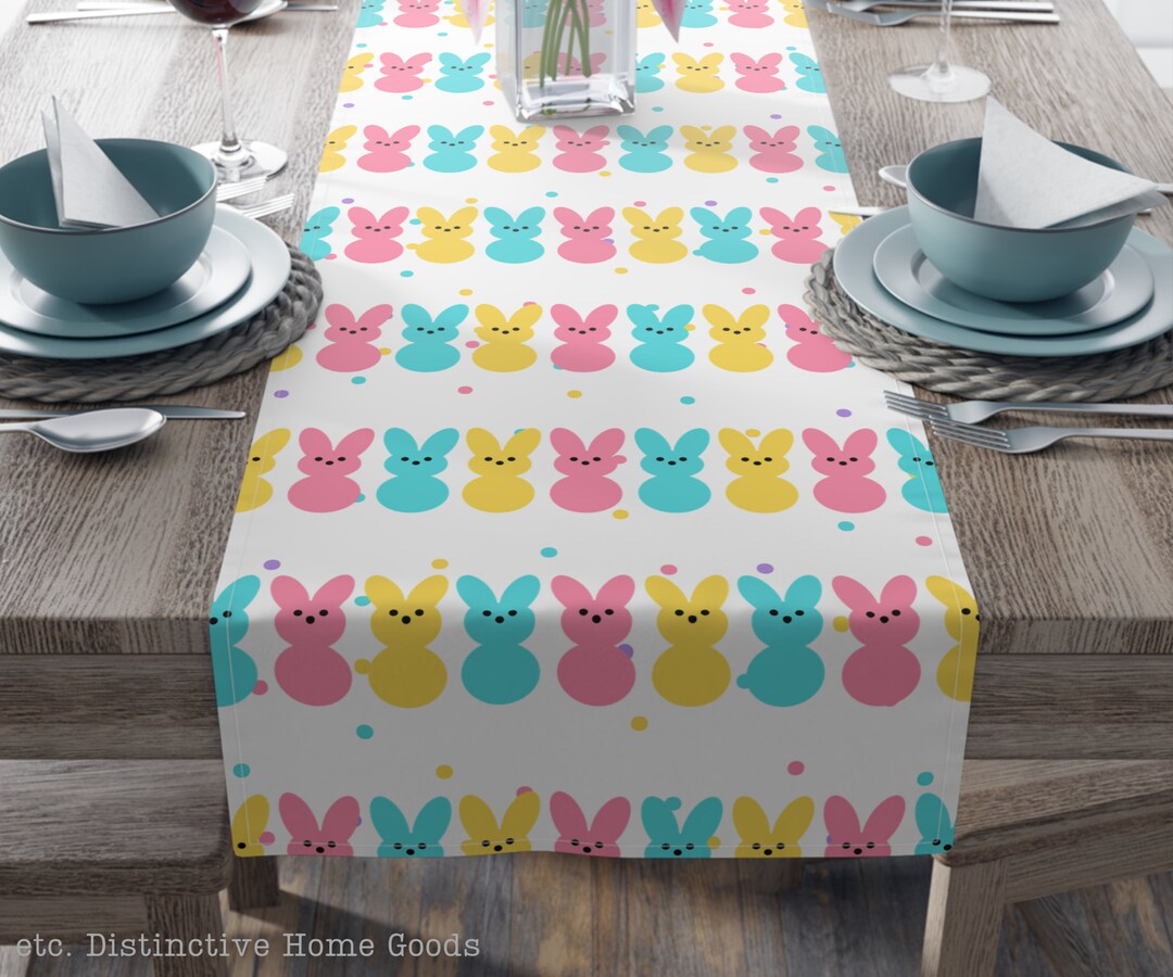 Easter Table Runner | Pastel Easter Bunnies | Dining Room Table Décor ...