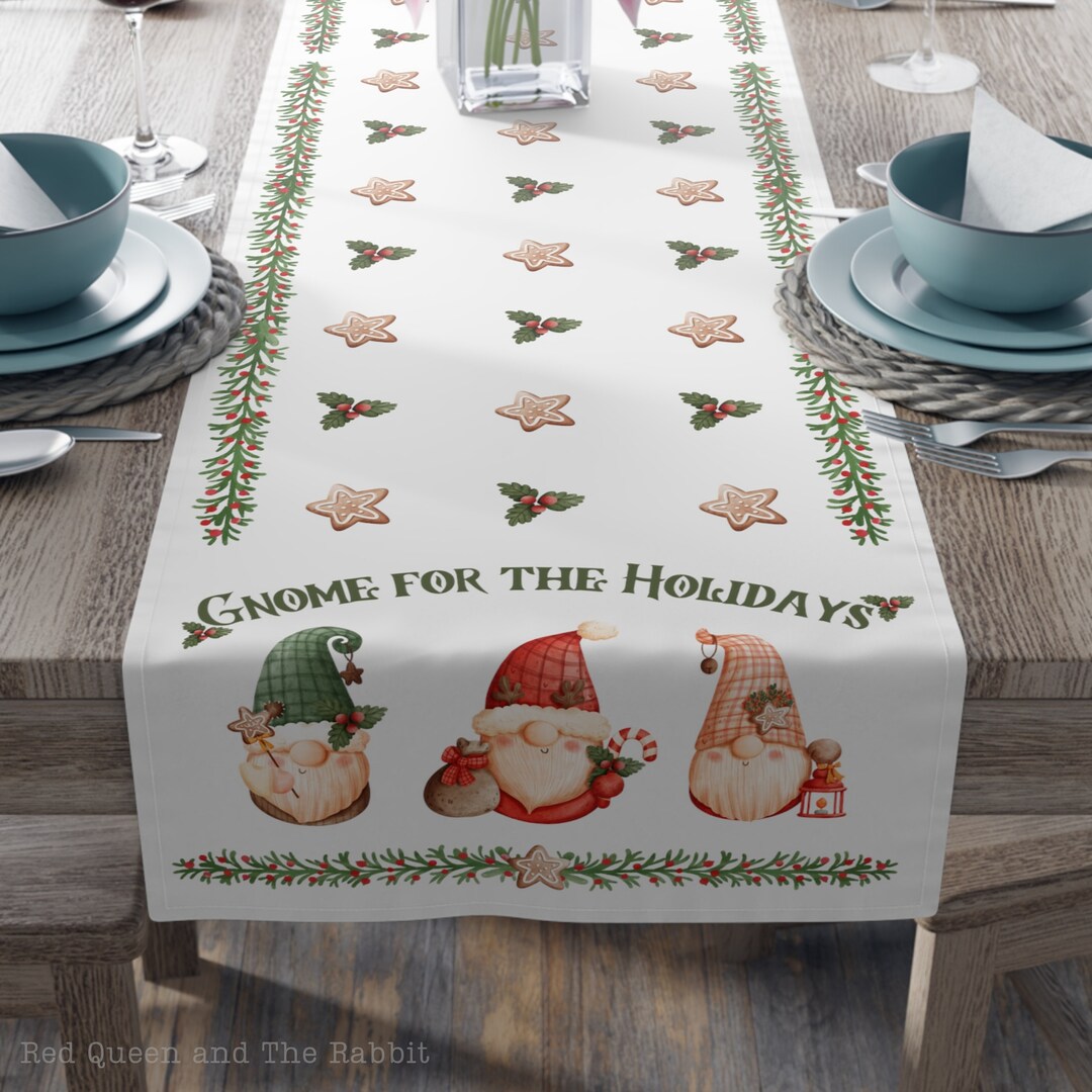 Custom Christmas Gnome Table Runner | Cute Gnome Holiday Table Decor ...
