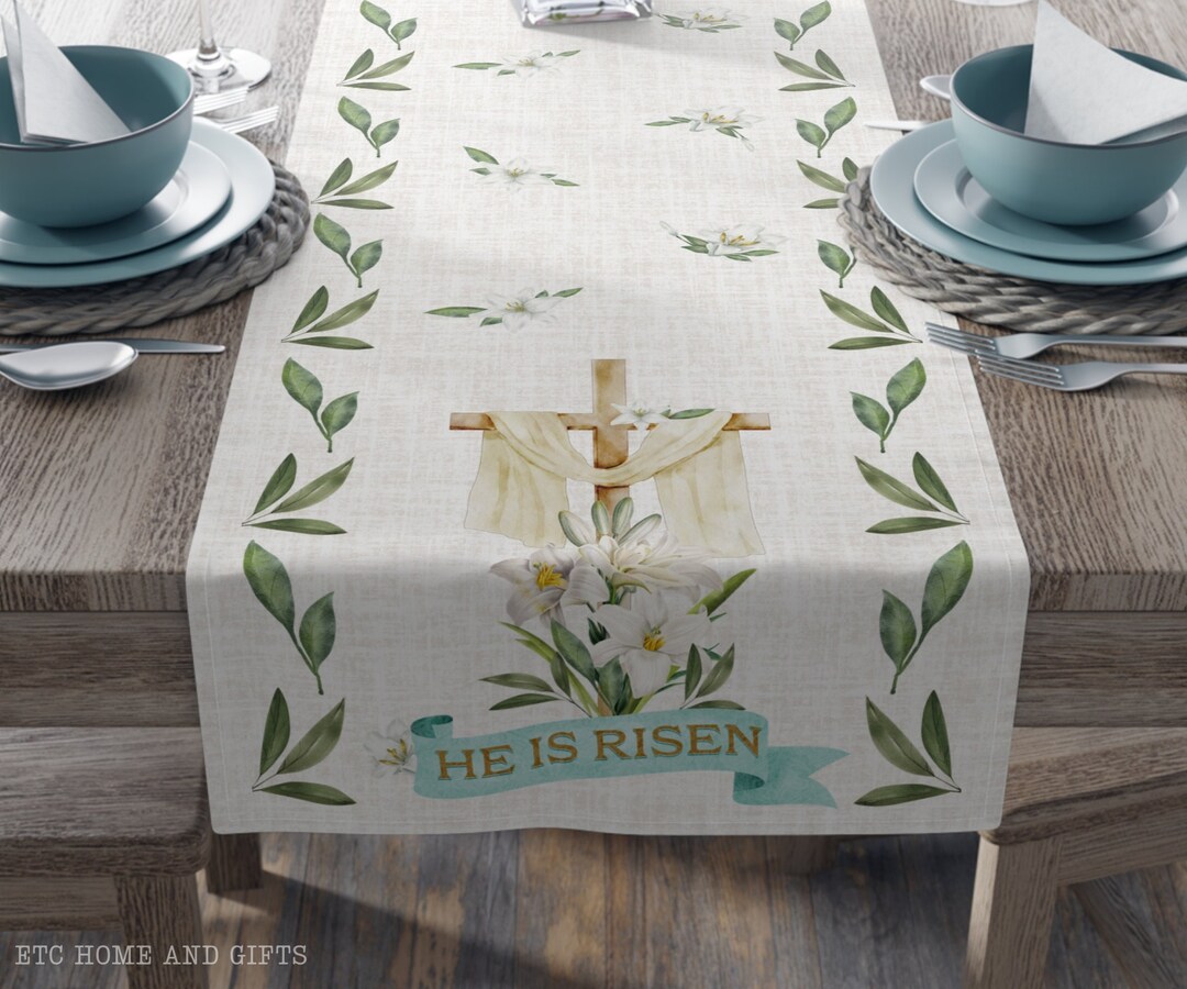 Easter Table Runner | Custom Table Runner | Religious Easter Cross and ...