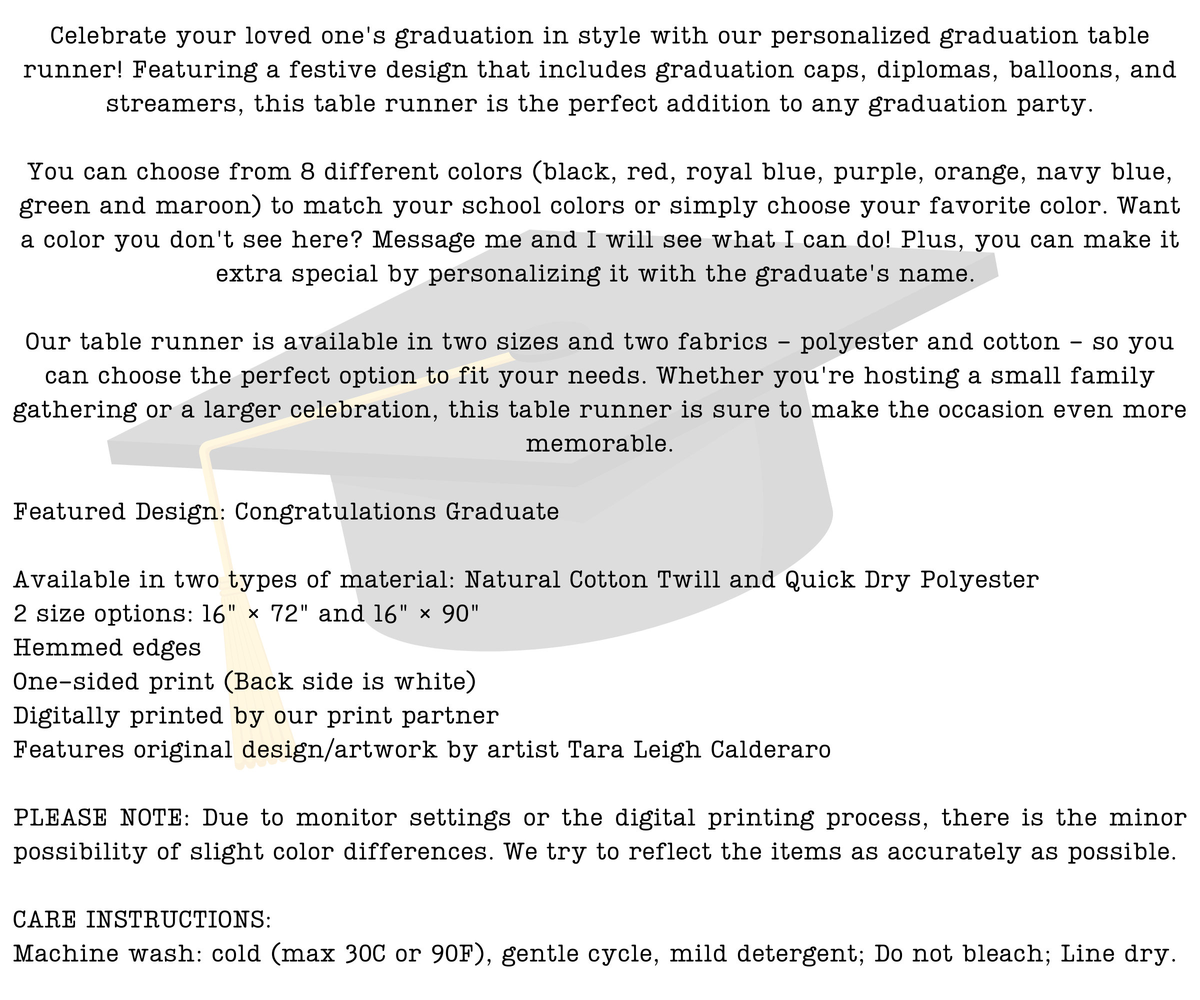 Personalized Graduation Table Runner Graduation Decorations 2023 Grad ...