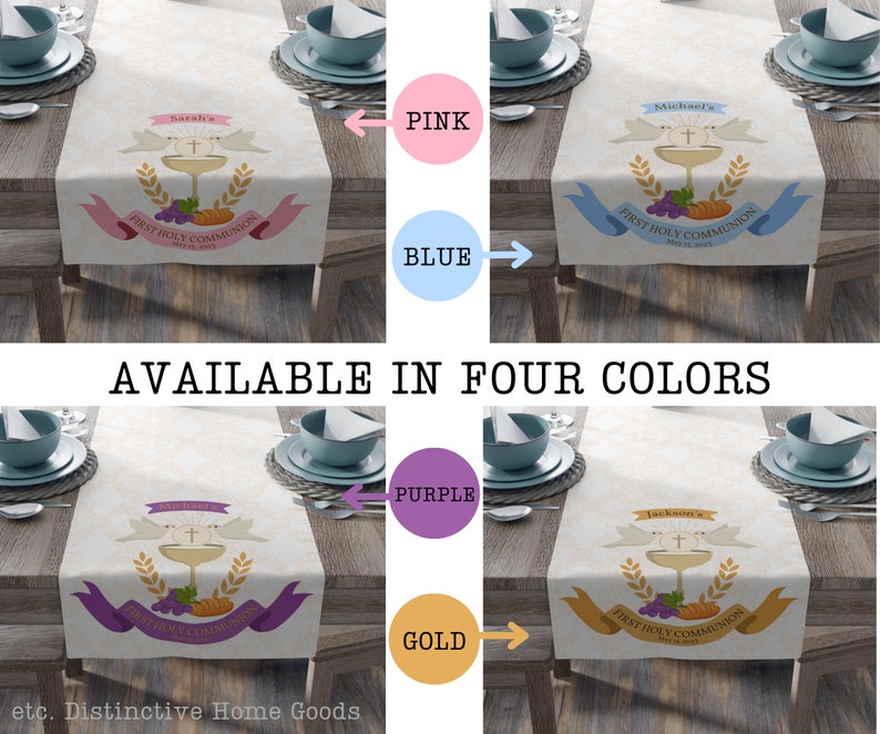 Personalized First Communion Catholic Table Runner Custom Religious ...