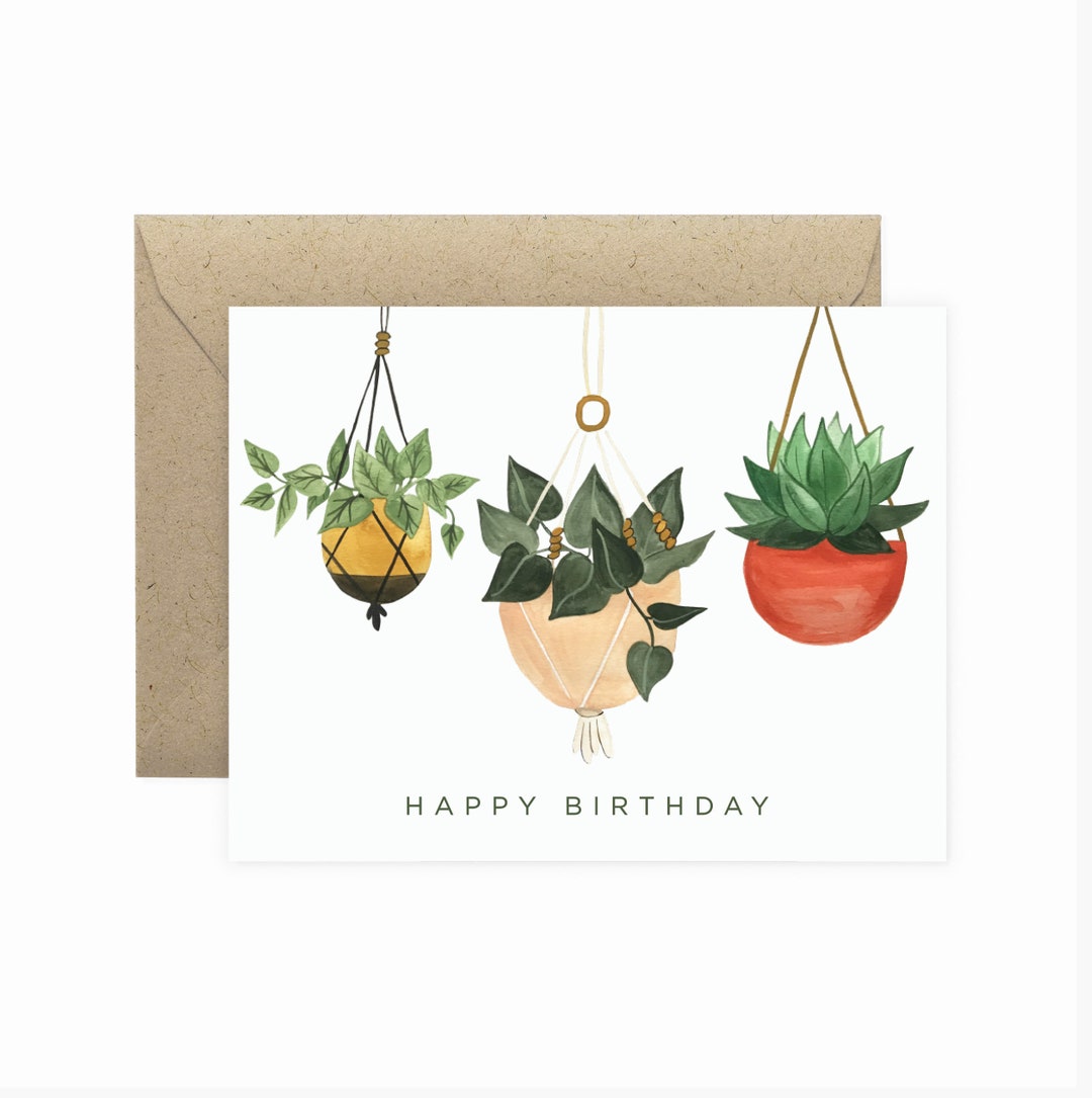 Hanging Plants Happy Birthday Card | Greeting Card | Plant Lady ...