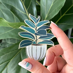 Rubber Tree Sticker | Plant Lover Sticker | Metallic Die Cut Sticker ...