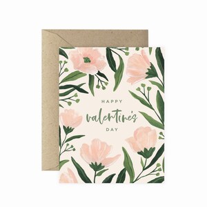 Pink Floral Valentine Greeting Card | Valentine's Day Card | Plant ...