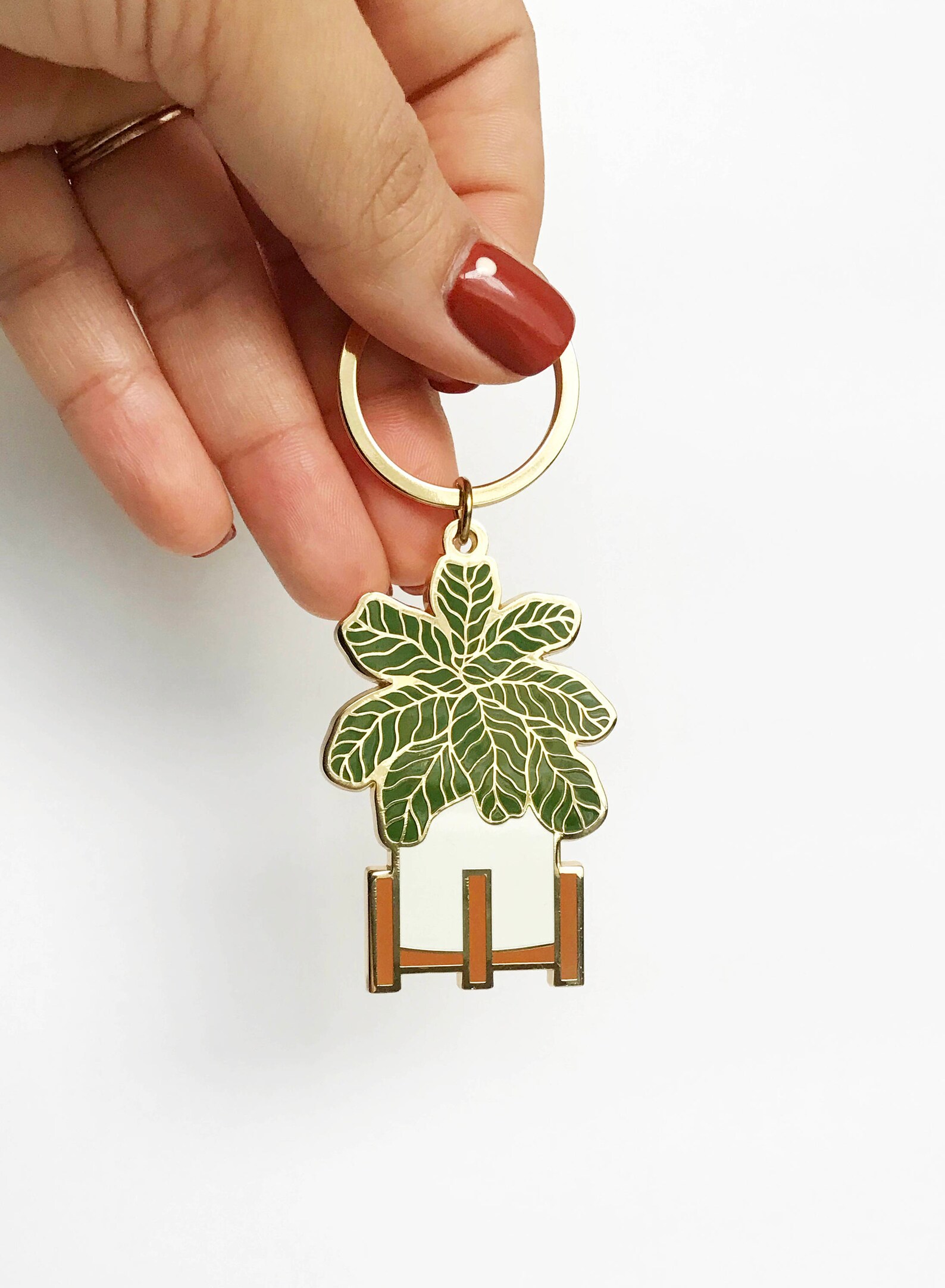 Fiddle Leaf Fig Enamel Keychain Cute Plant Keychain Mid - Etsy